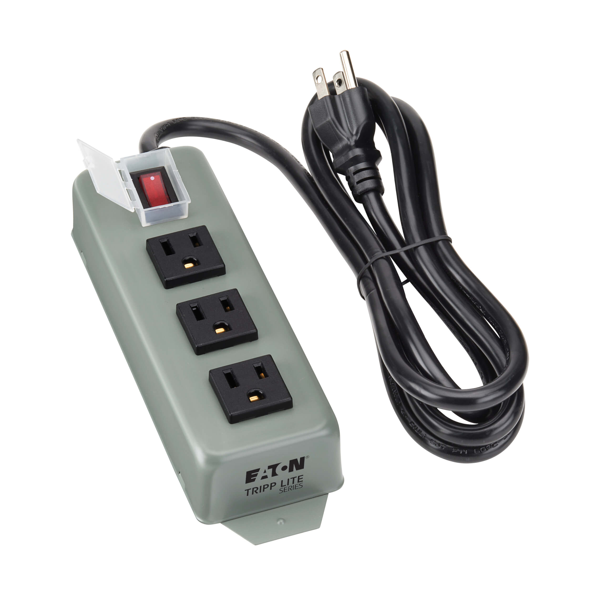 Waber Industrial Power Strip, 3-Outlet, 6 ft. Cord, 5-15P, Switch Guard ...
