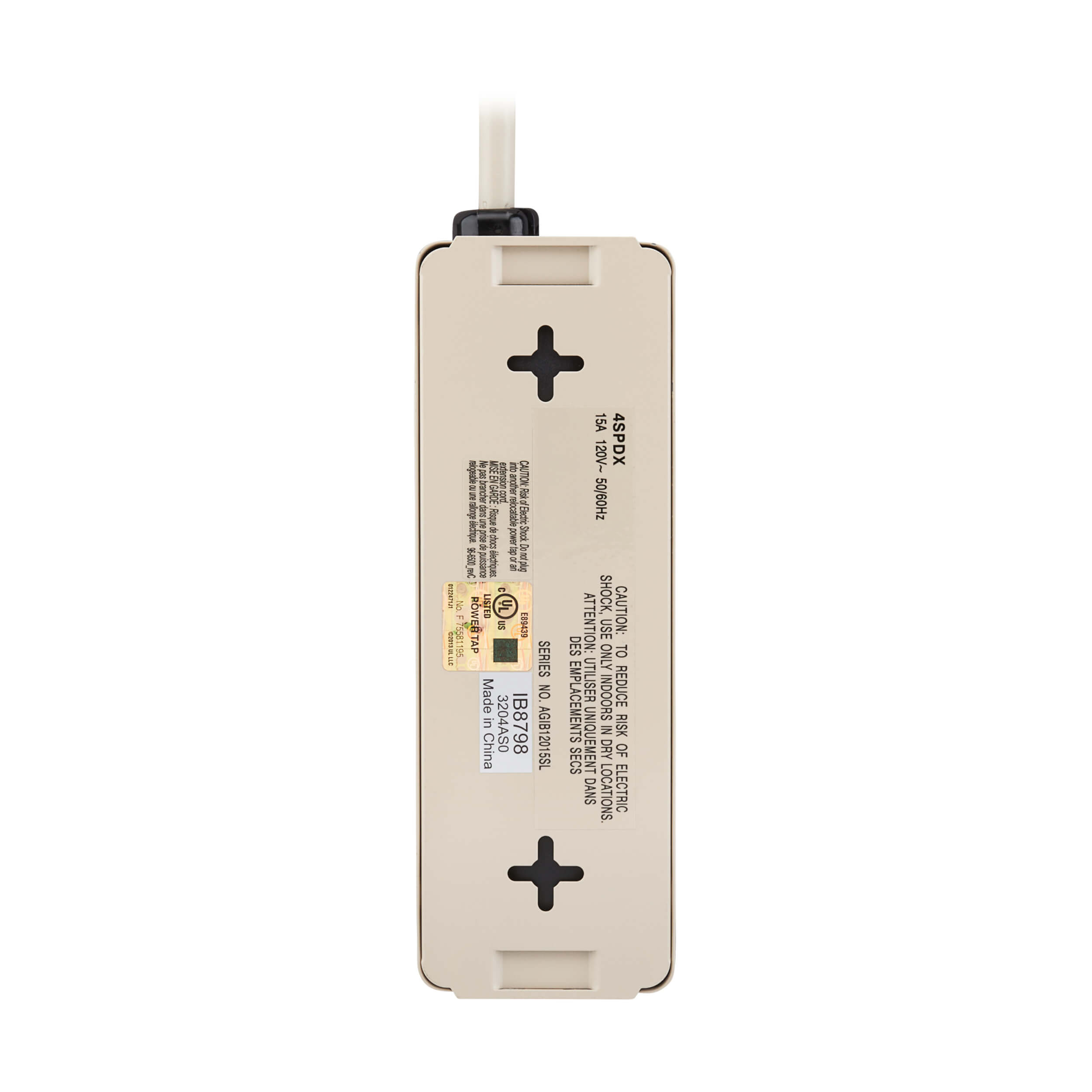Waber Industrial Power Strip, 4-Outlet, 6 ft. Cord, 5-15P, Lighted On ...