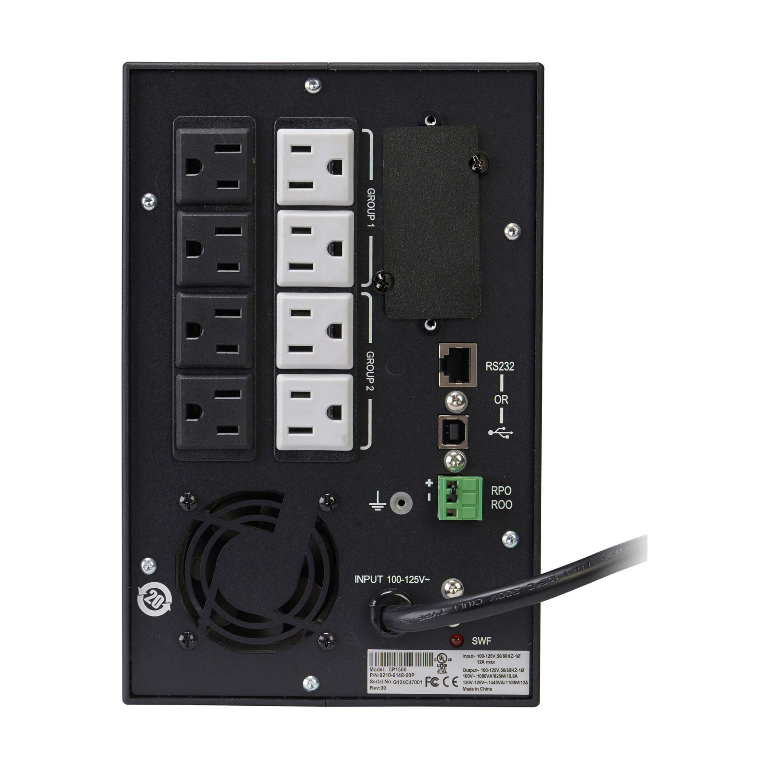 Eaton 5P 1100W Line-Interactive UPS, 120V, True Sine Wave, 8x 5-15R ...