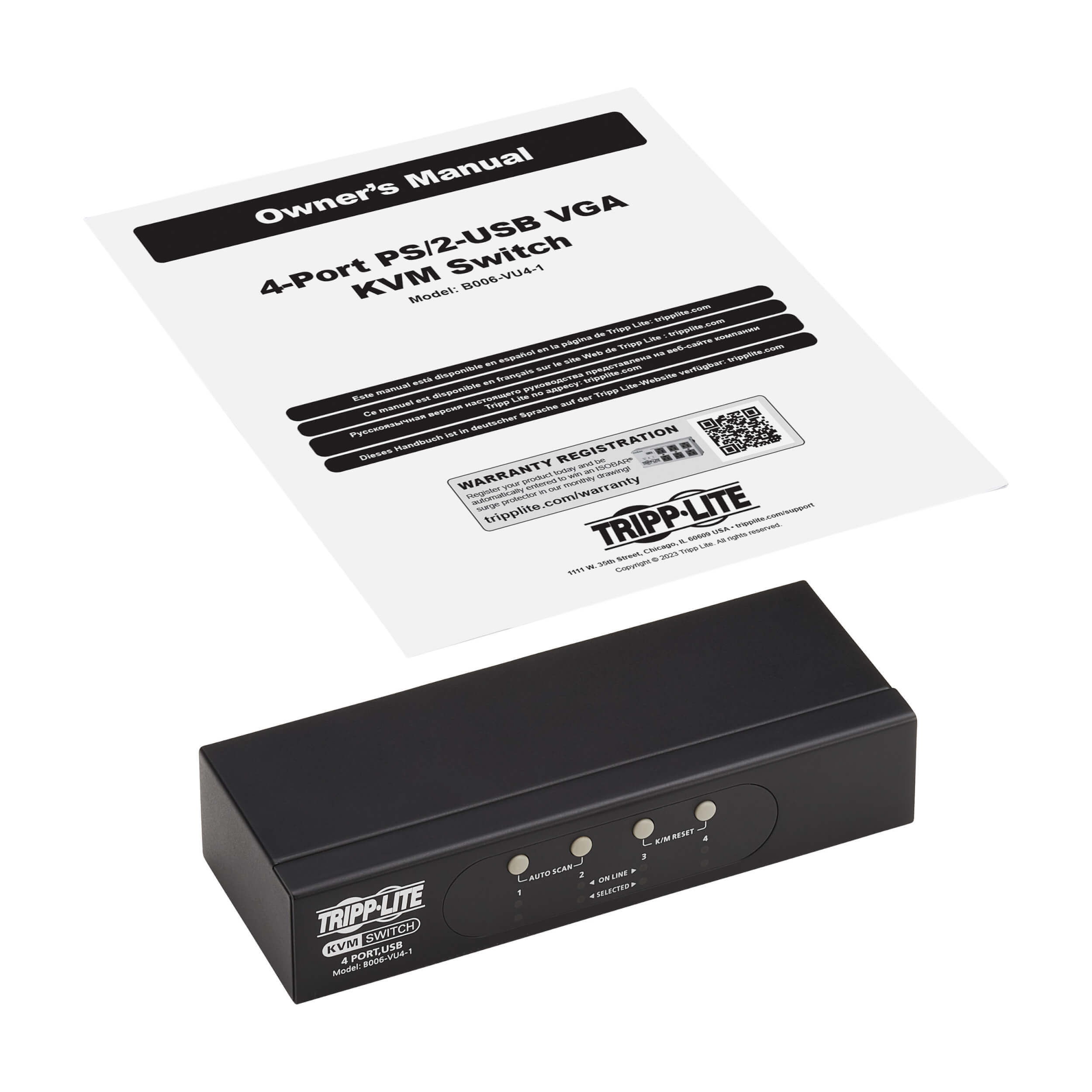 4-Port VGA KVM, USB, PS/2, Keyboard, Mouse | Eaton
