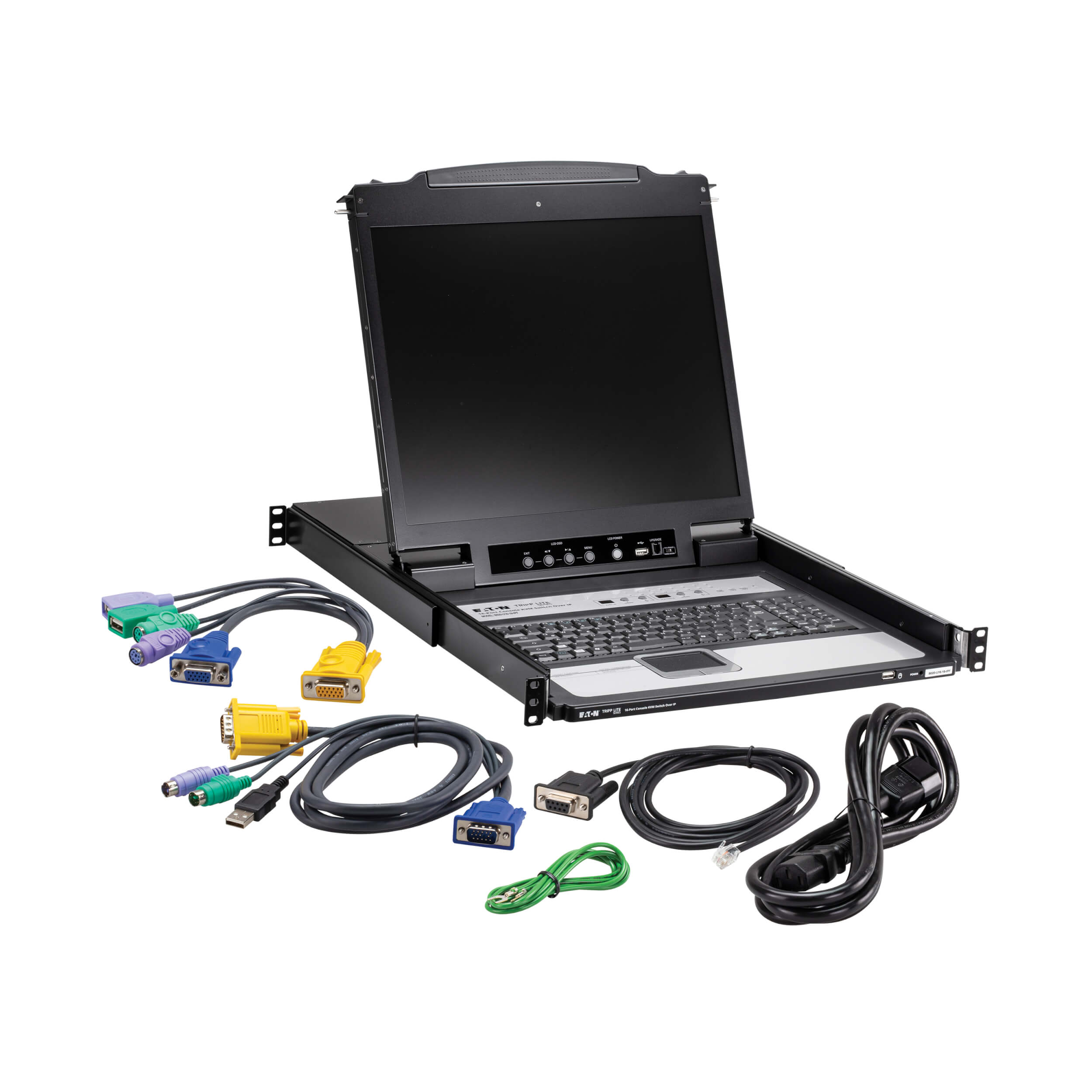 16-Port Console IP KVM Switch, French Keyboard, LCD, 1U | Eaton