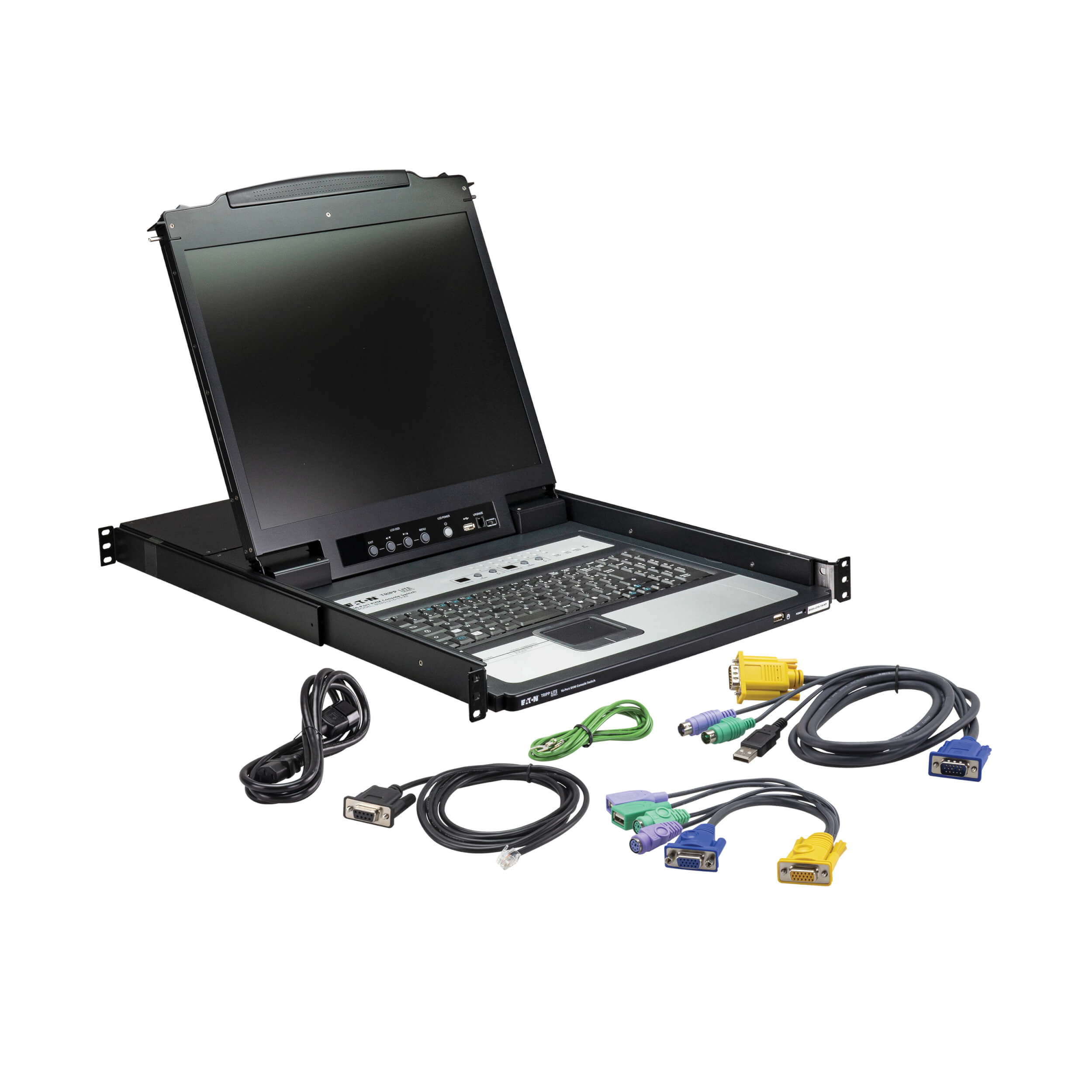 16-Port Console KVM Switch, French Keyboard, LCD, 8 PS2 USB Cables, 1U ...