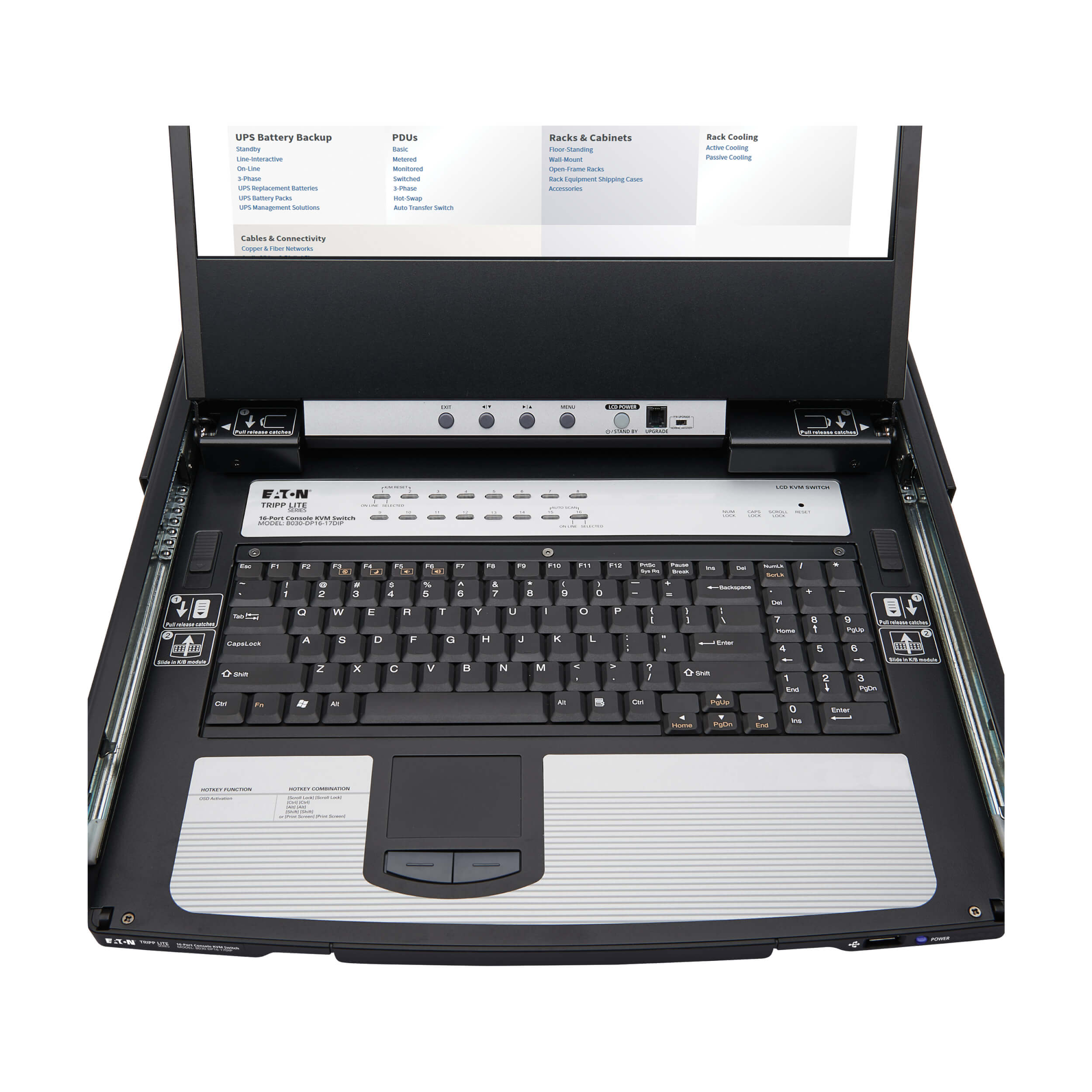 16-Port KVM Switch, 17 in. LCD, DisplayPort, IP Remote Access, 1U | Eaton