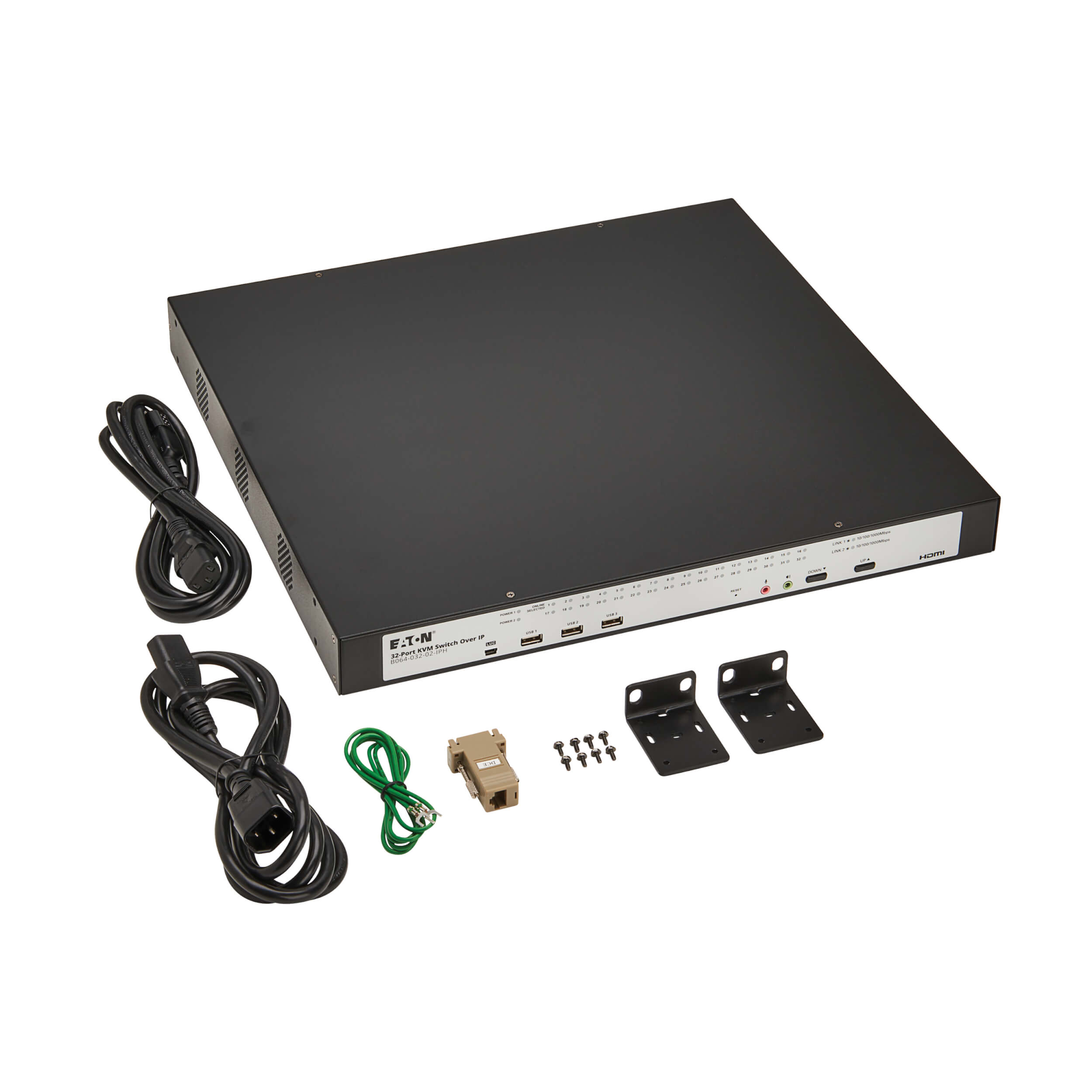 32-Port Cat5e KVM Switch, IP, 2 Remote, 1 Local, HDMI, 1U, TAA | Eaton