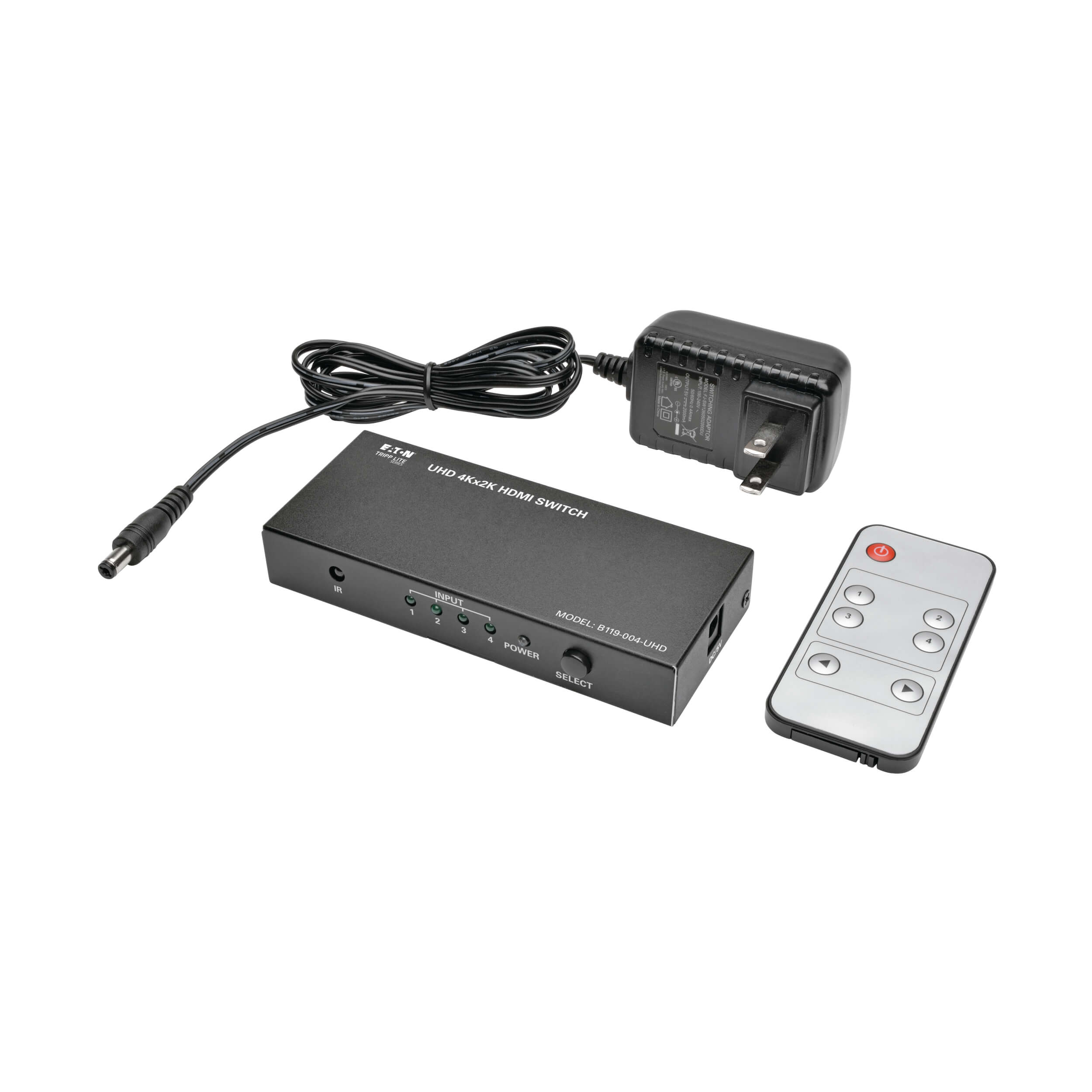 4-Port HDMI Switch, Remote Control, 4K, 60 Hz, HDR, 3D, HDCP | Eaton