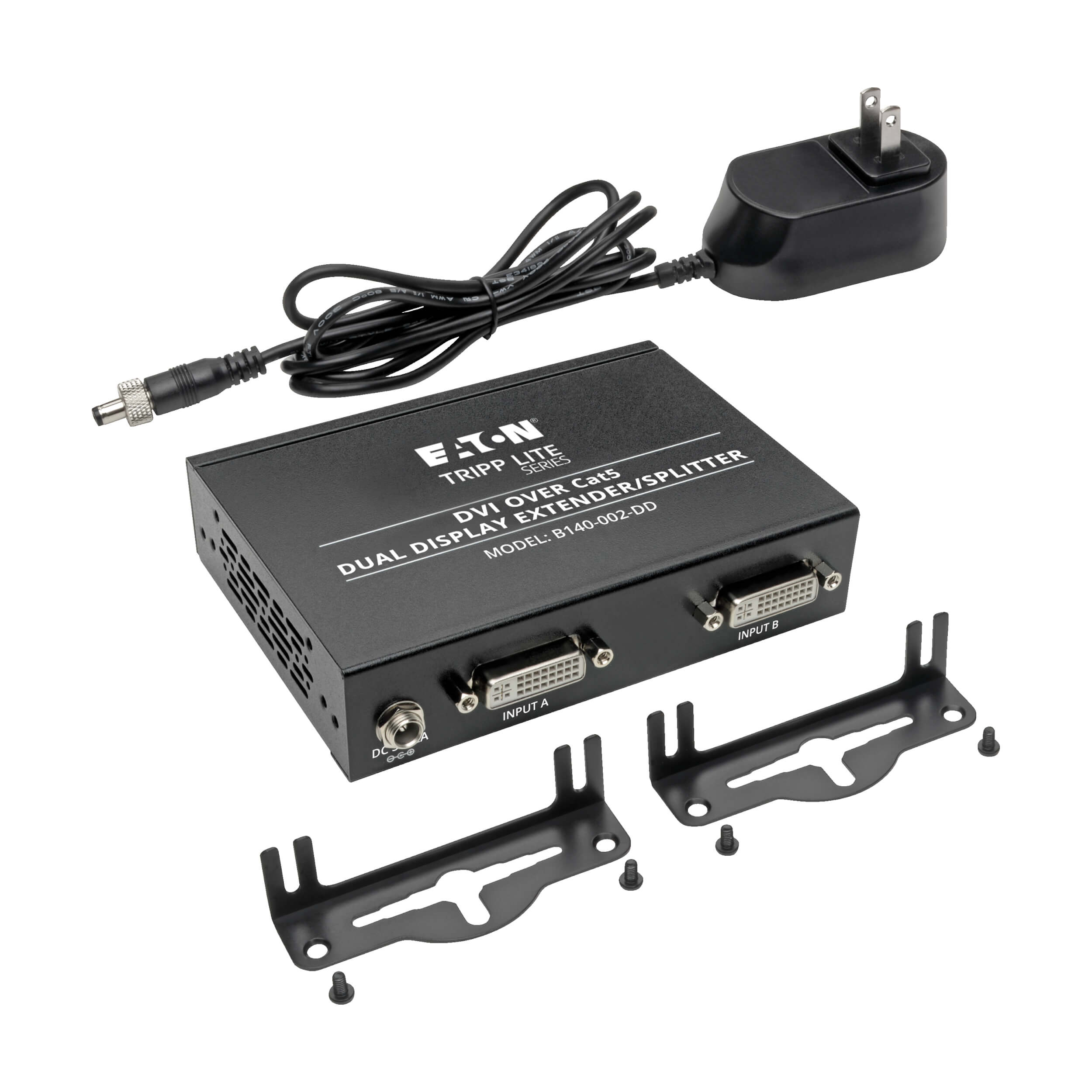 2-Port DVI over Cat5 Cat6 Splitter Extender, Dual-Display DVI-D | Eaton