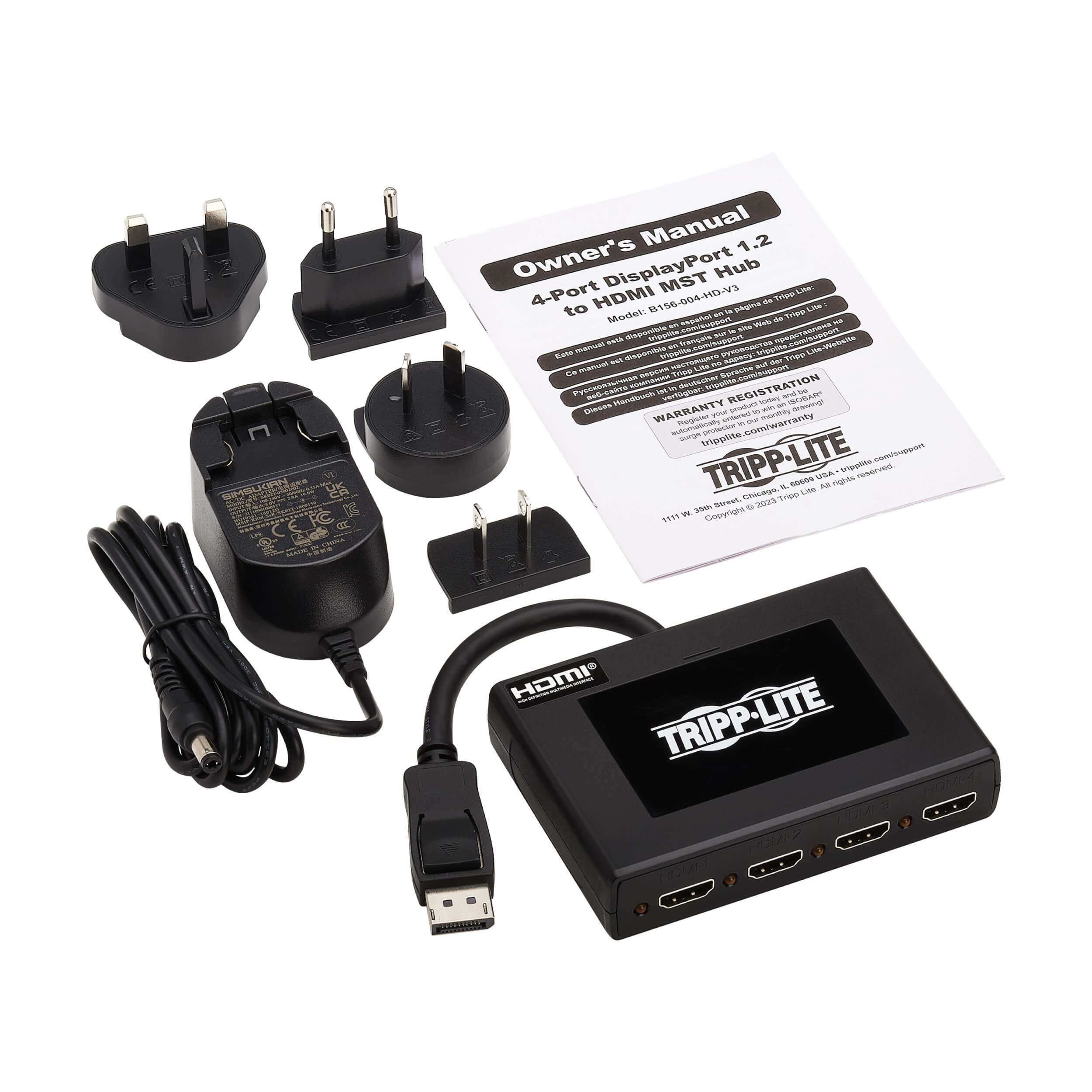 4-Port DisplayPort to HDMI Multi-Monitor Splitter, MST Hub, 4K 60Hz ...