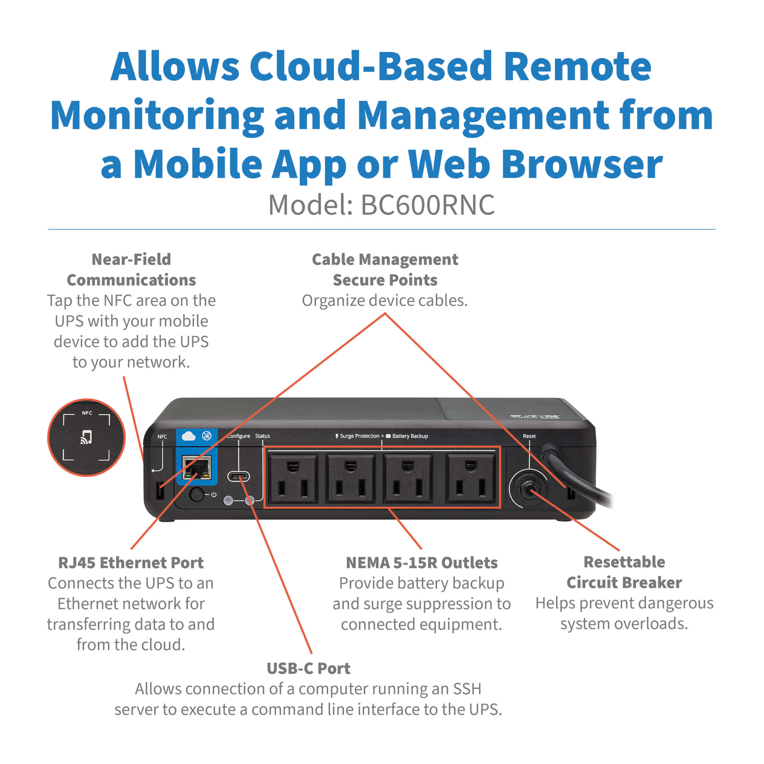 Standby Cloud-Enabled UPS, 600VA 300W, 4 Outlets, 120V, ENERGY STAR | Eaton