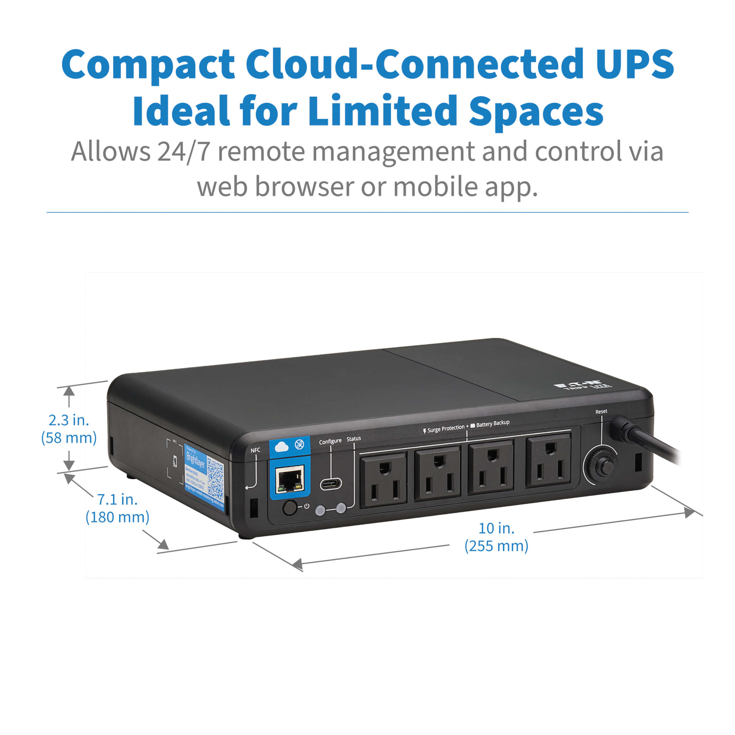 Standby Cloud-Enabled UPS, 600VA 300W, 4 Outlets, 120V, ENERGY STAR | Eaton
