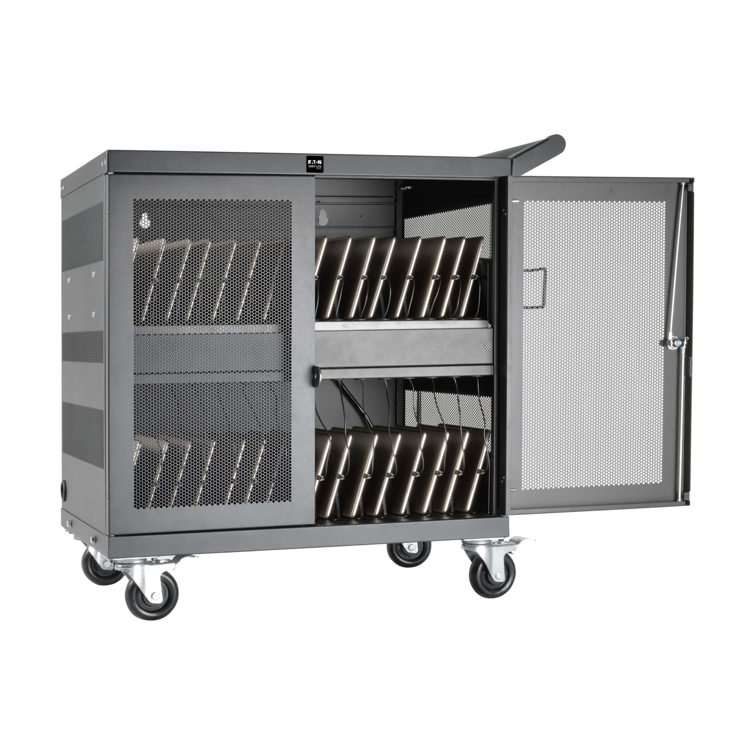 Multi-Device Charging Cart, 32 USB Ports, iPad, Tablets, 120V, Black ...