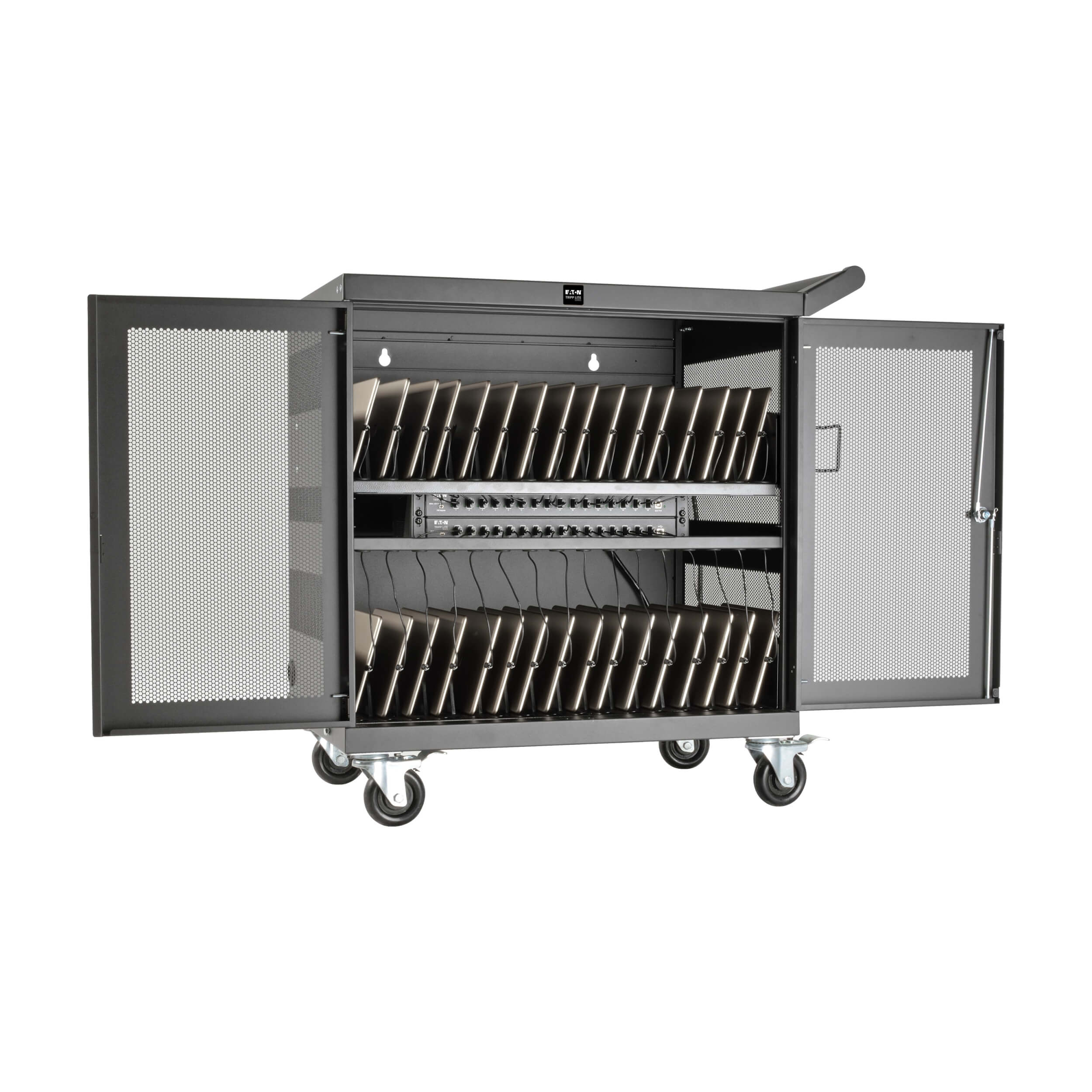 Multi-Device Charging Cart, 32 USB Ports, iPad, Tablets, 120V, Black ...