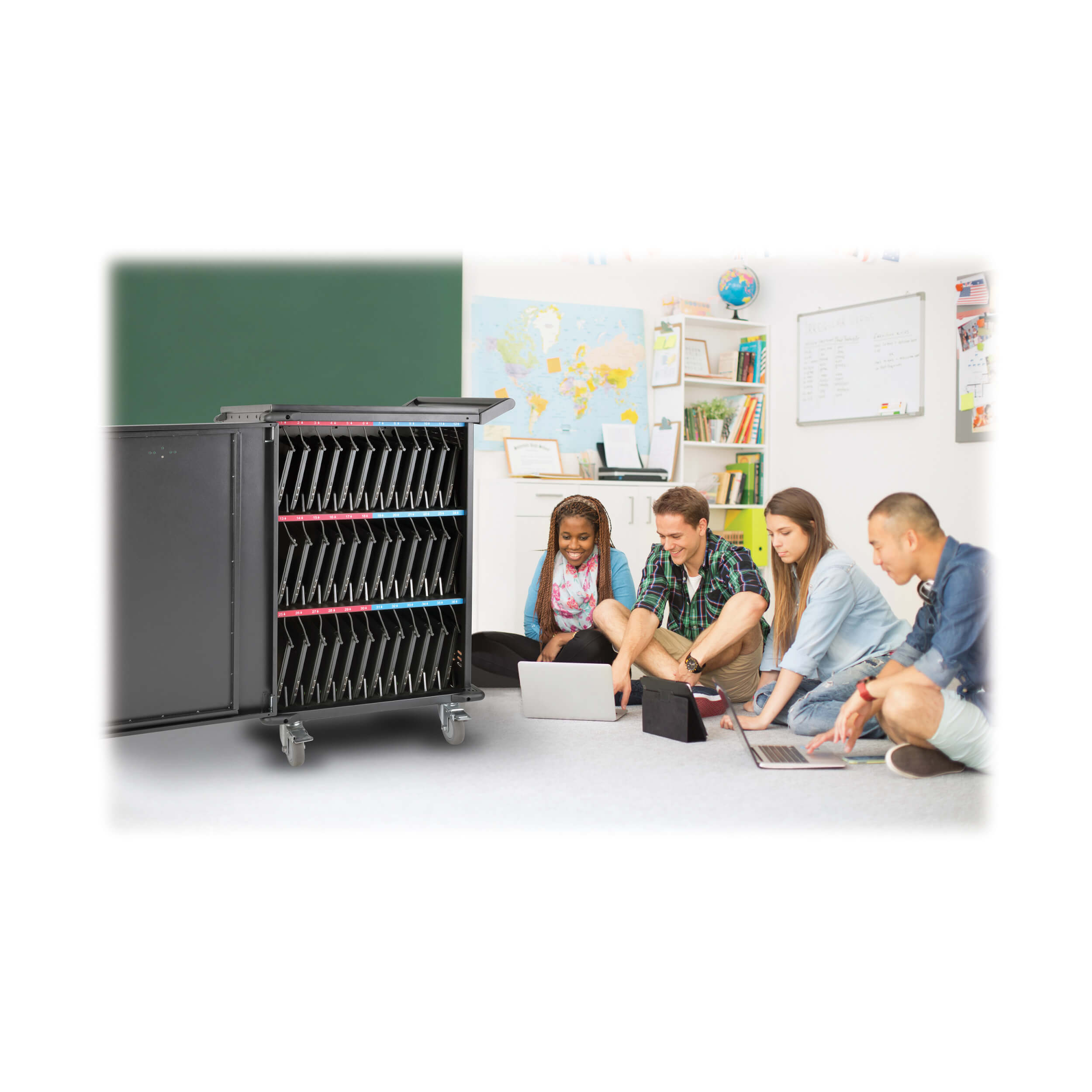 Multi-Device Charging Cart, 36 Slots, Chromebooks, Laptops 120V, Black ...