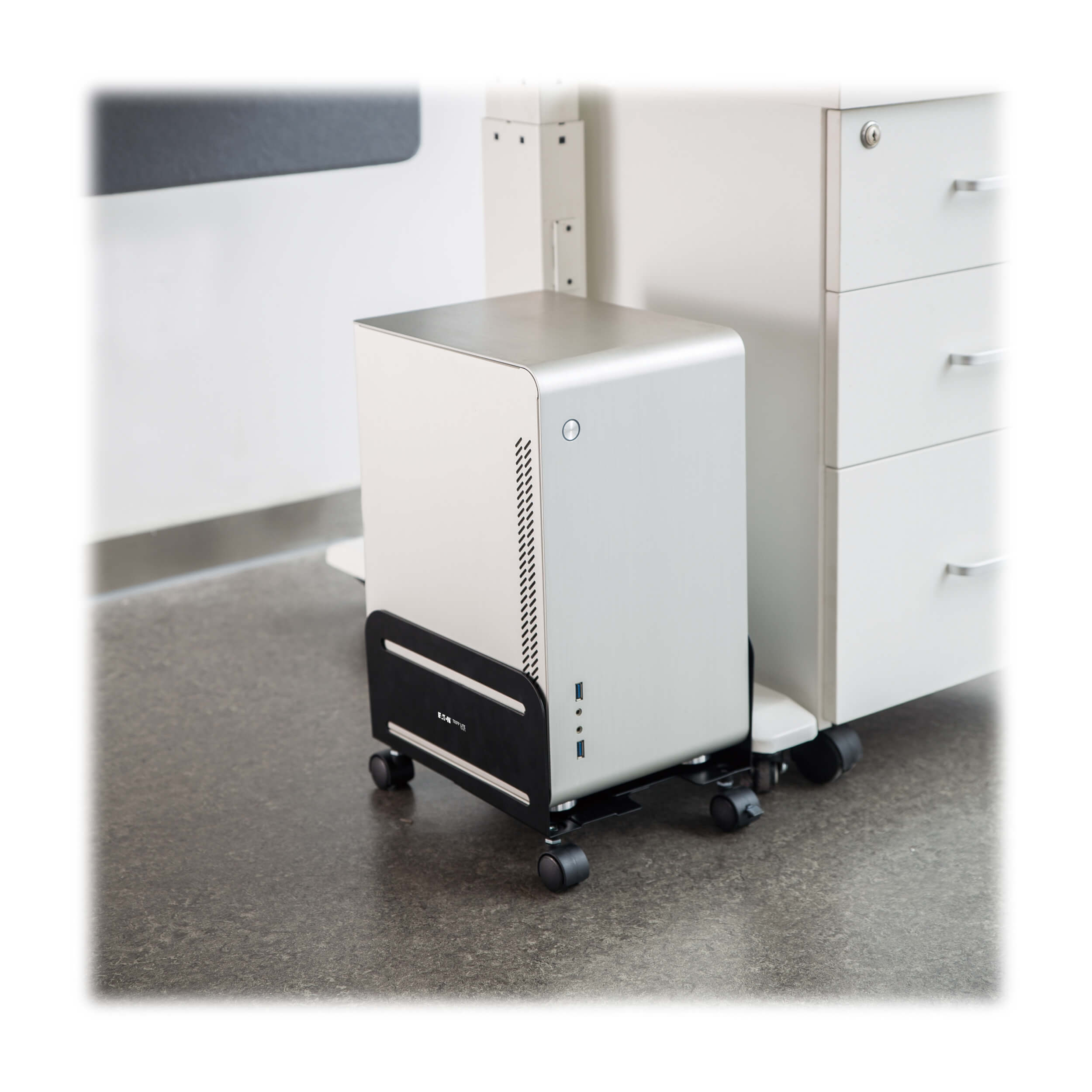 Rolling Computer Caddy with Locking Casters, Black | Eaton