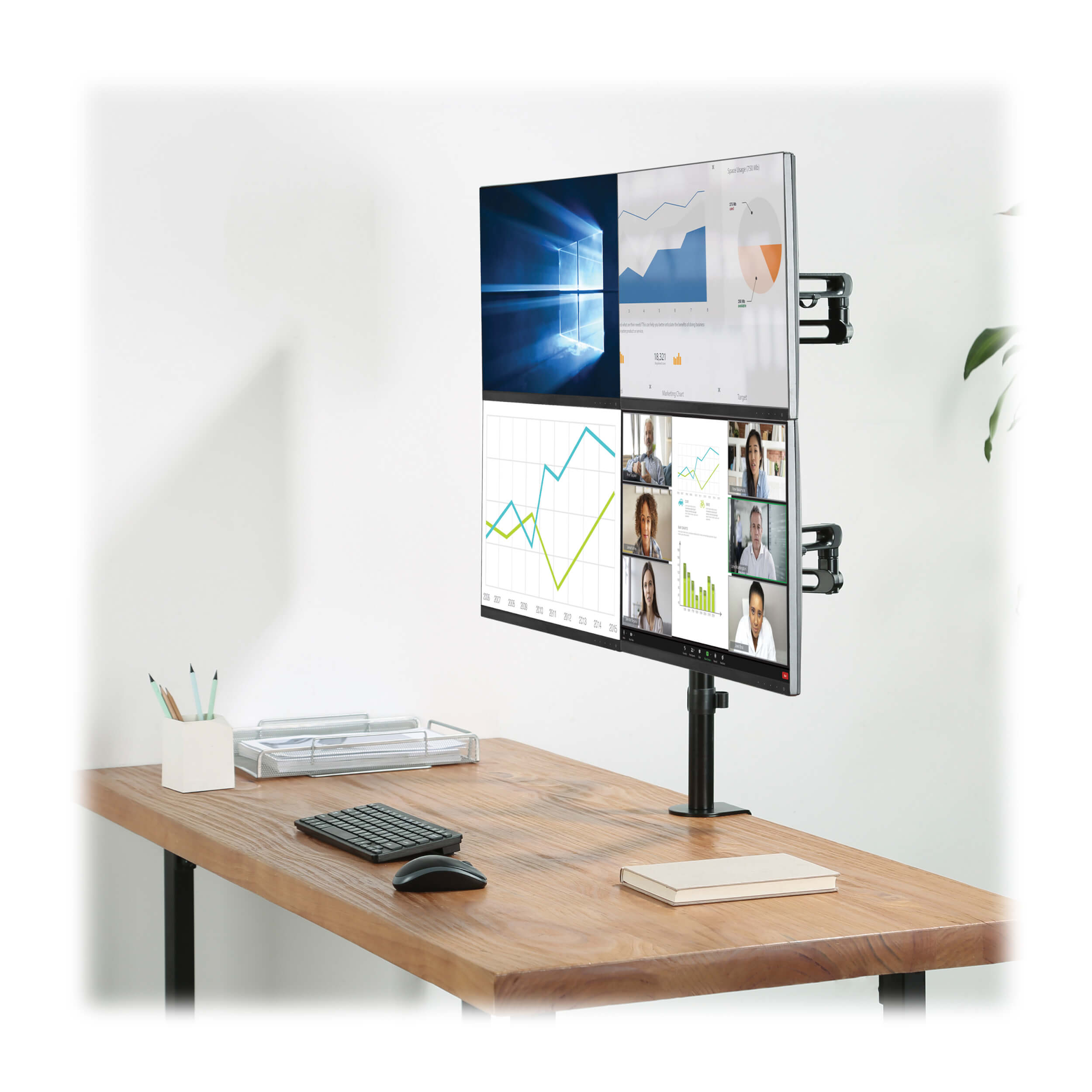 4 Monitor Flex-Arm Desktop Mount for 13-27 Inch Displays | Eaton