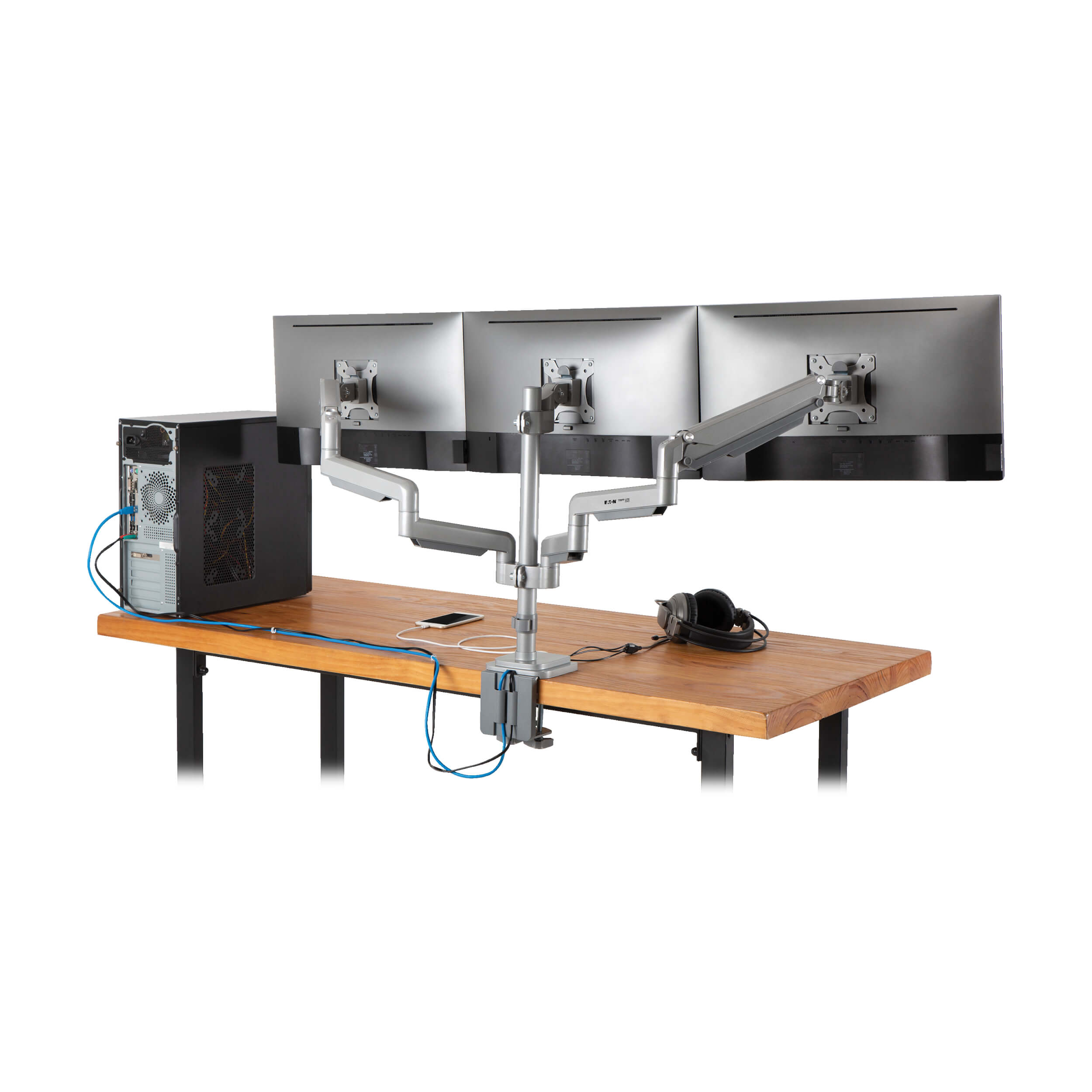 Triple Full Motion Gas Spring Flex Arm Mount for 17-in to 30-in ...