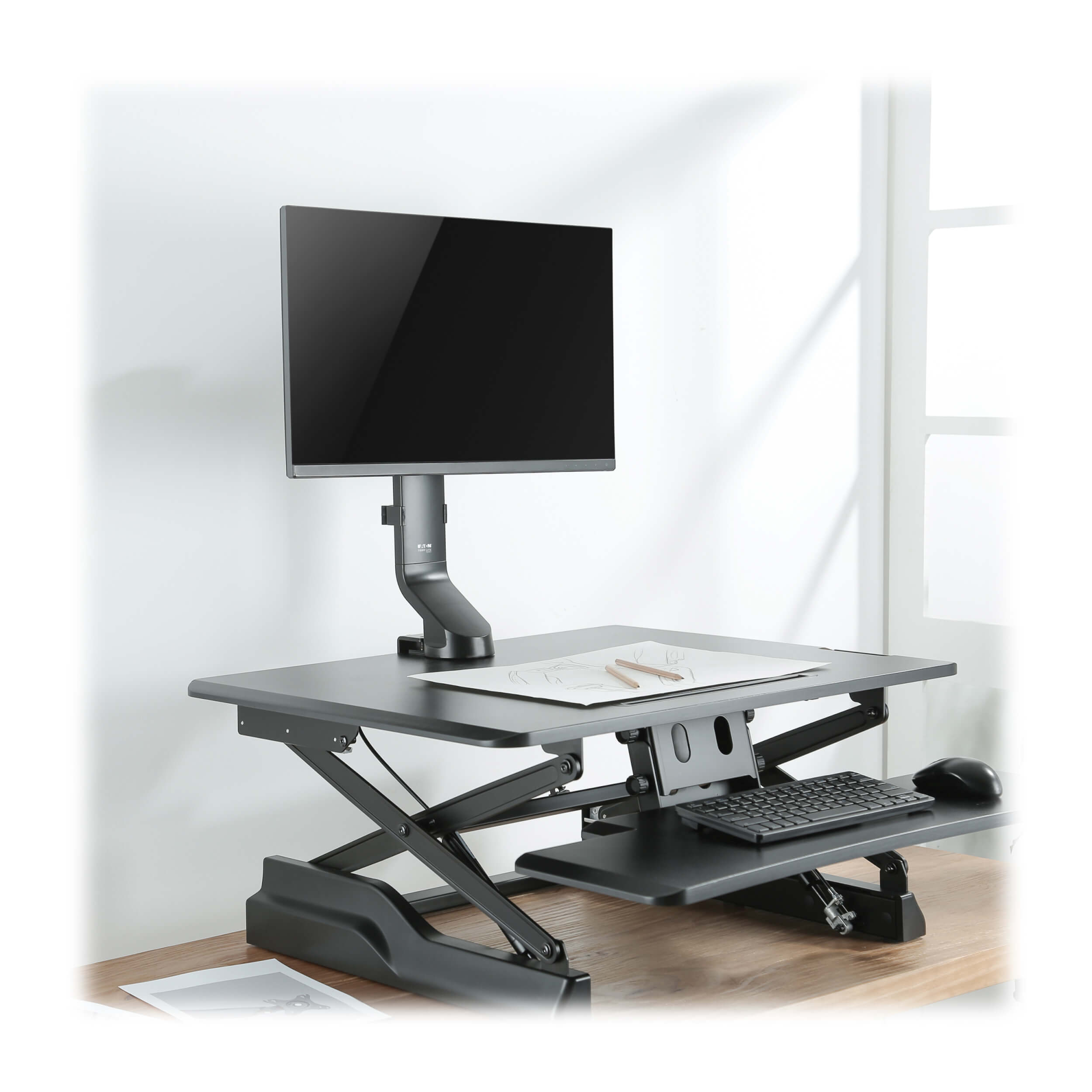 Single Display Monitor Arm, Desk Clamp, Grommet, 17-32in | Eaton