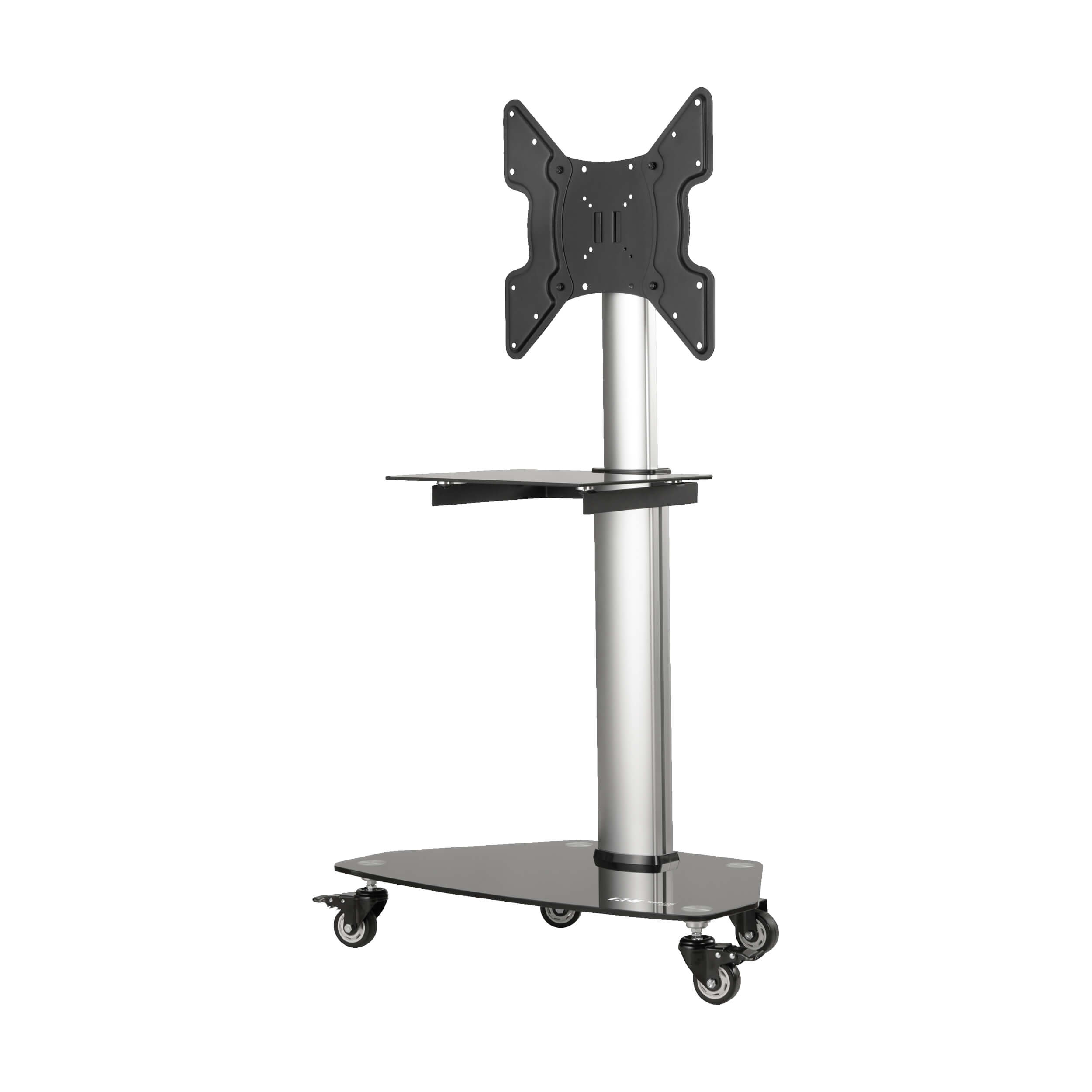 Premier Rolling TV Monitor Cart 32-in to 55-in with glass shelves | Eaton