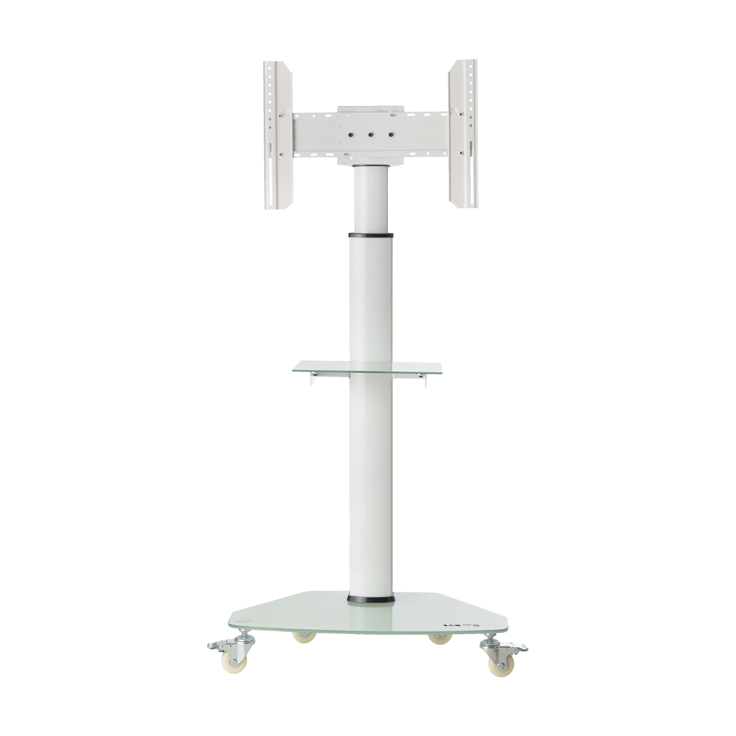 Premier Rolling TV Monitor Cart 37-in to 70-in with white glass shelves ...