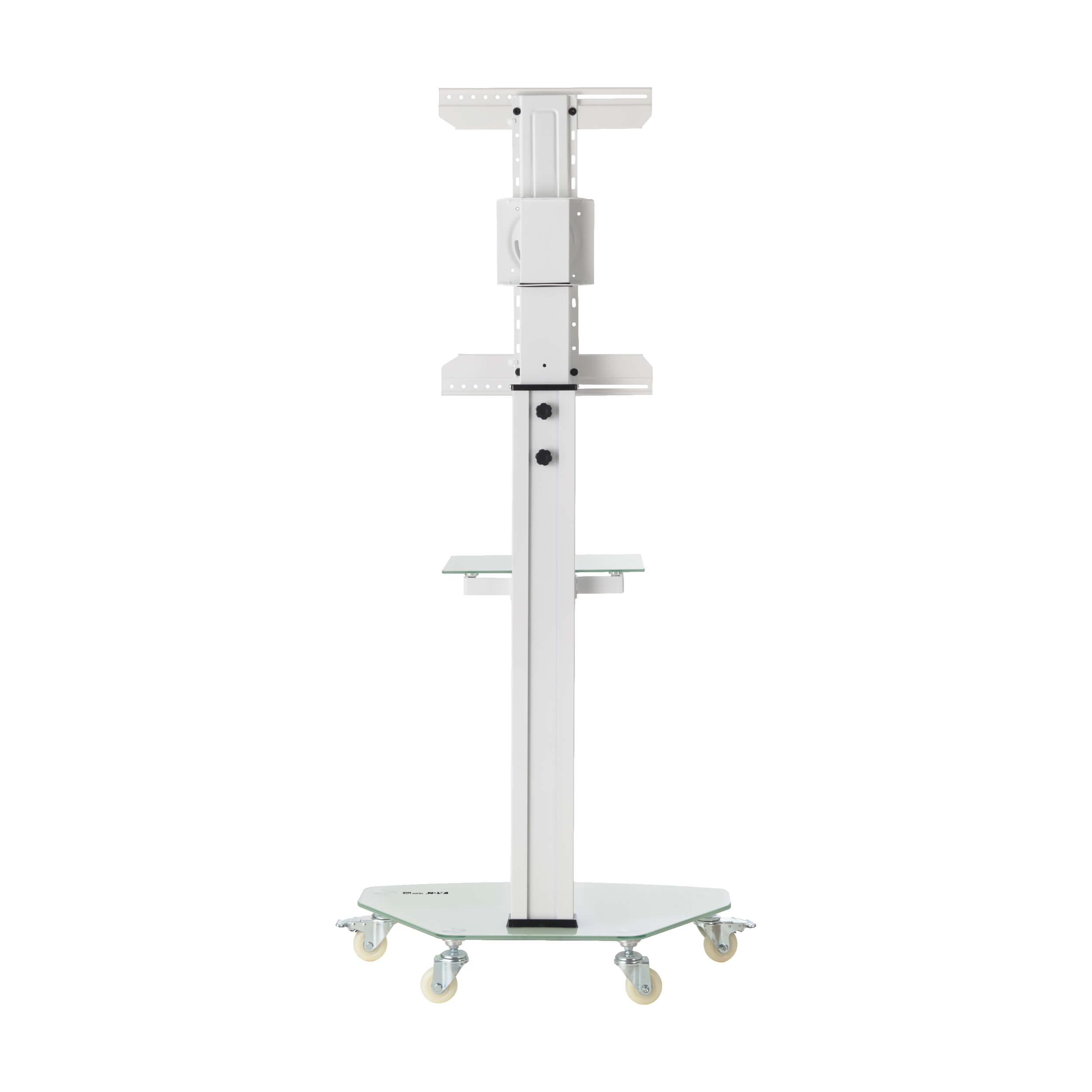 Premier Rolling TV Monitor Cart 37-in to 70-in with white glass shelves ...