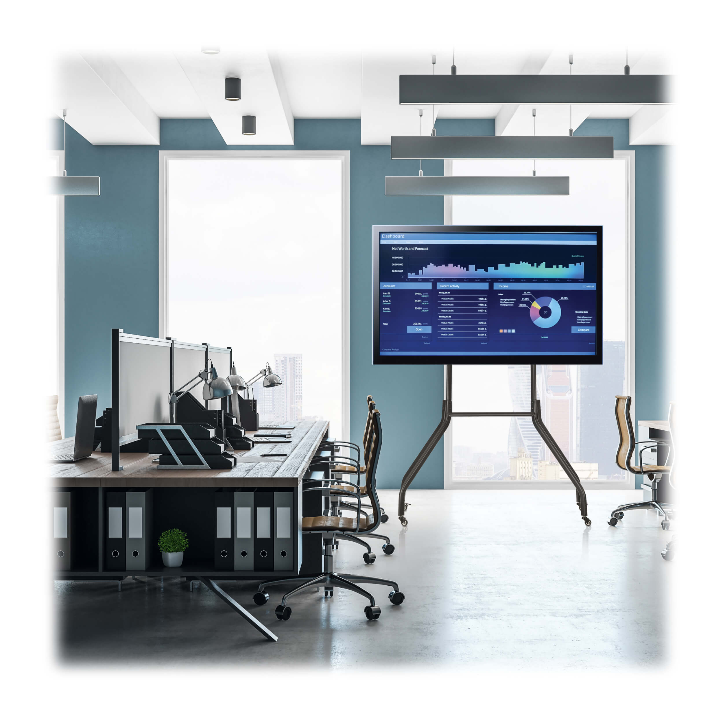 Extra-Sturdy TV Monitor Cart 55-85 Inch Screens, Casters | Eaton