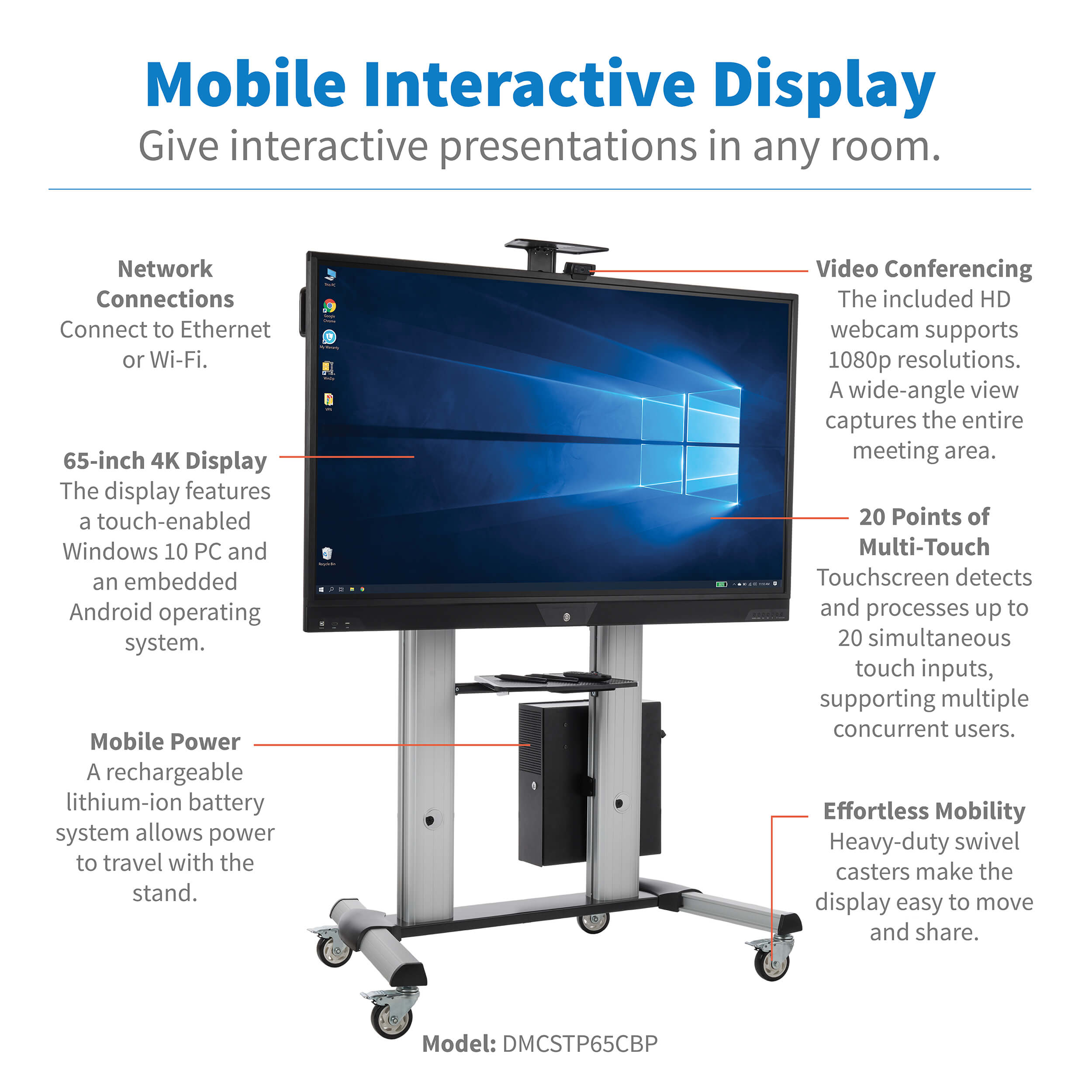 Mobile Interactive Touchscreen Display with Built-In PC | Eaton Tripp Lite