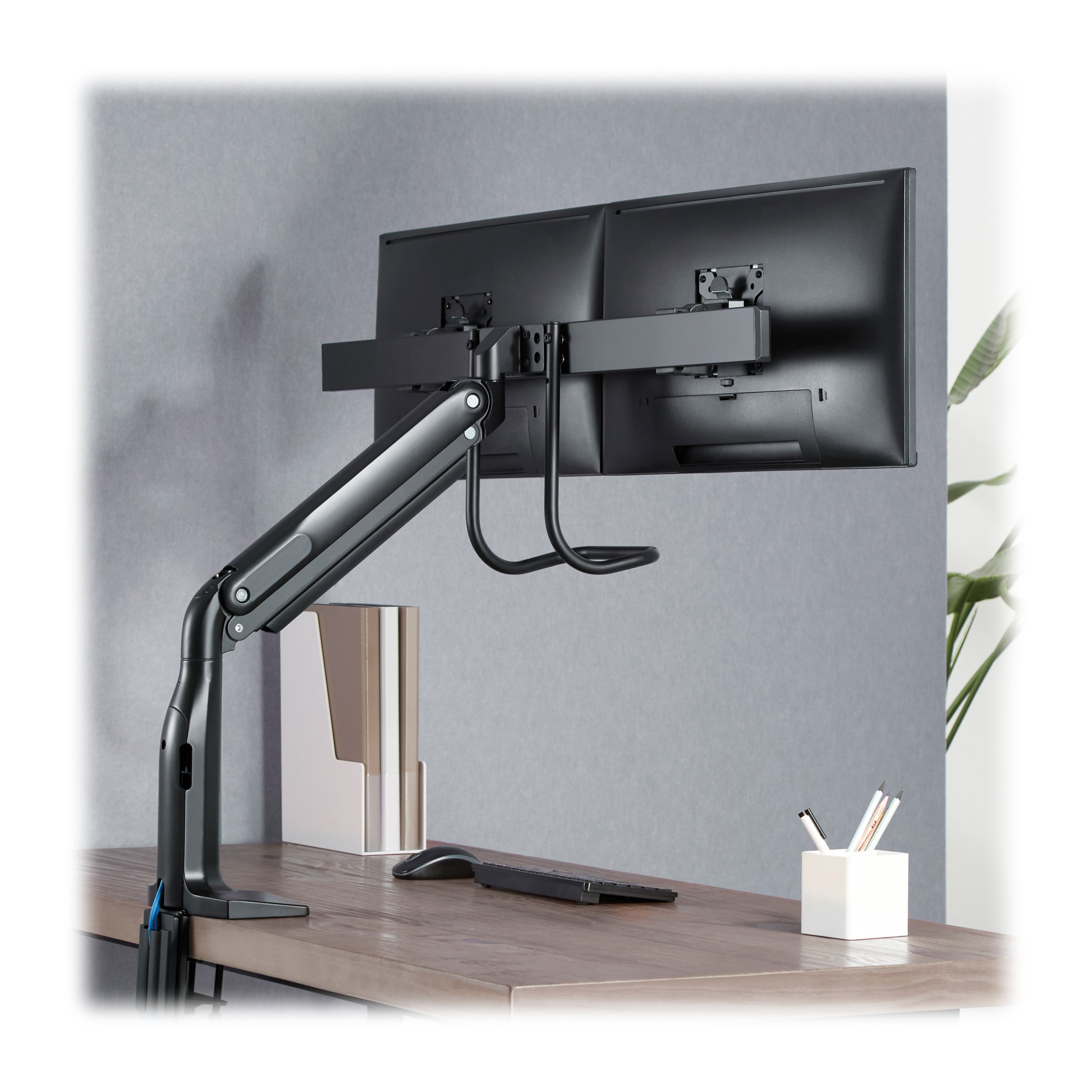 Dual- Full Motion Gas Spring Desk Clamp or Grommet for 17-35-inch ...