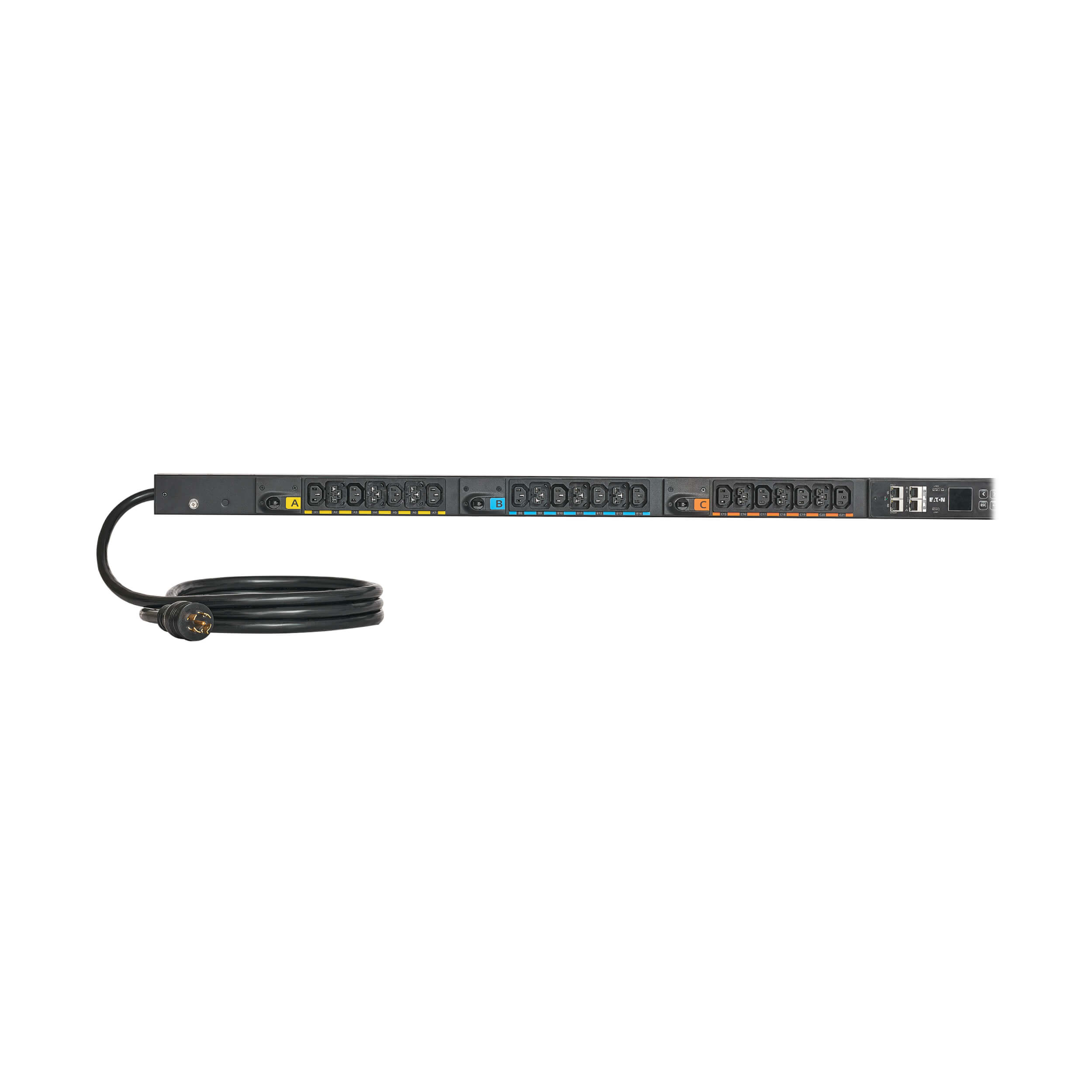 3-Phase Metered Rack PDU, 120V, 208V, 42 Outlets, 16A, 5800W, 0U | Eaton