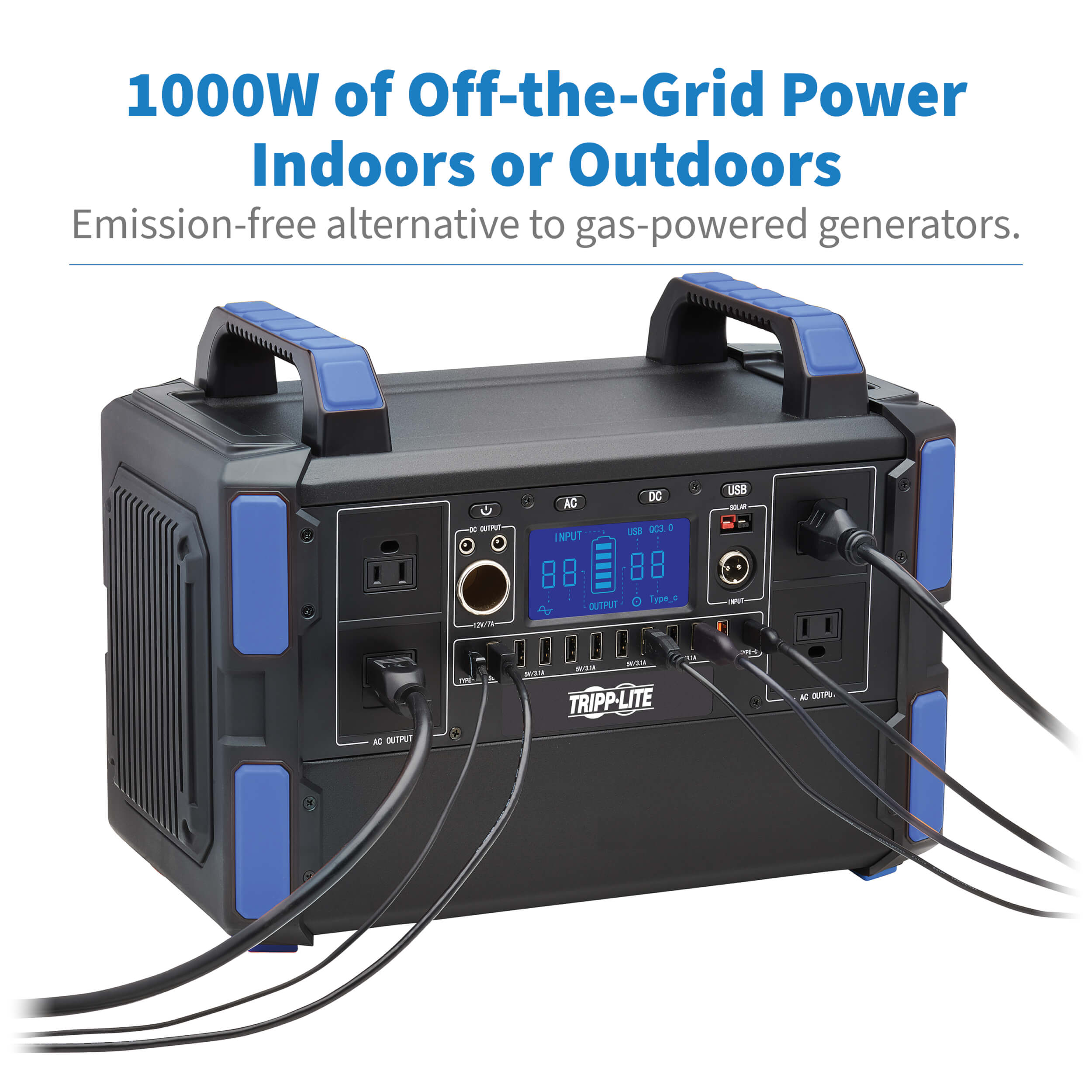 Portable Power Station, 1000W, Lithium-Ion, AC, DC Outlets, USB ...