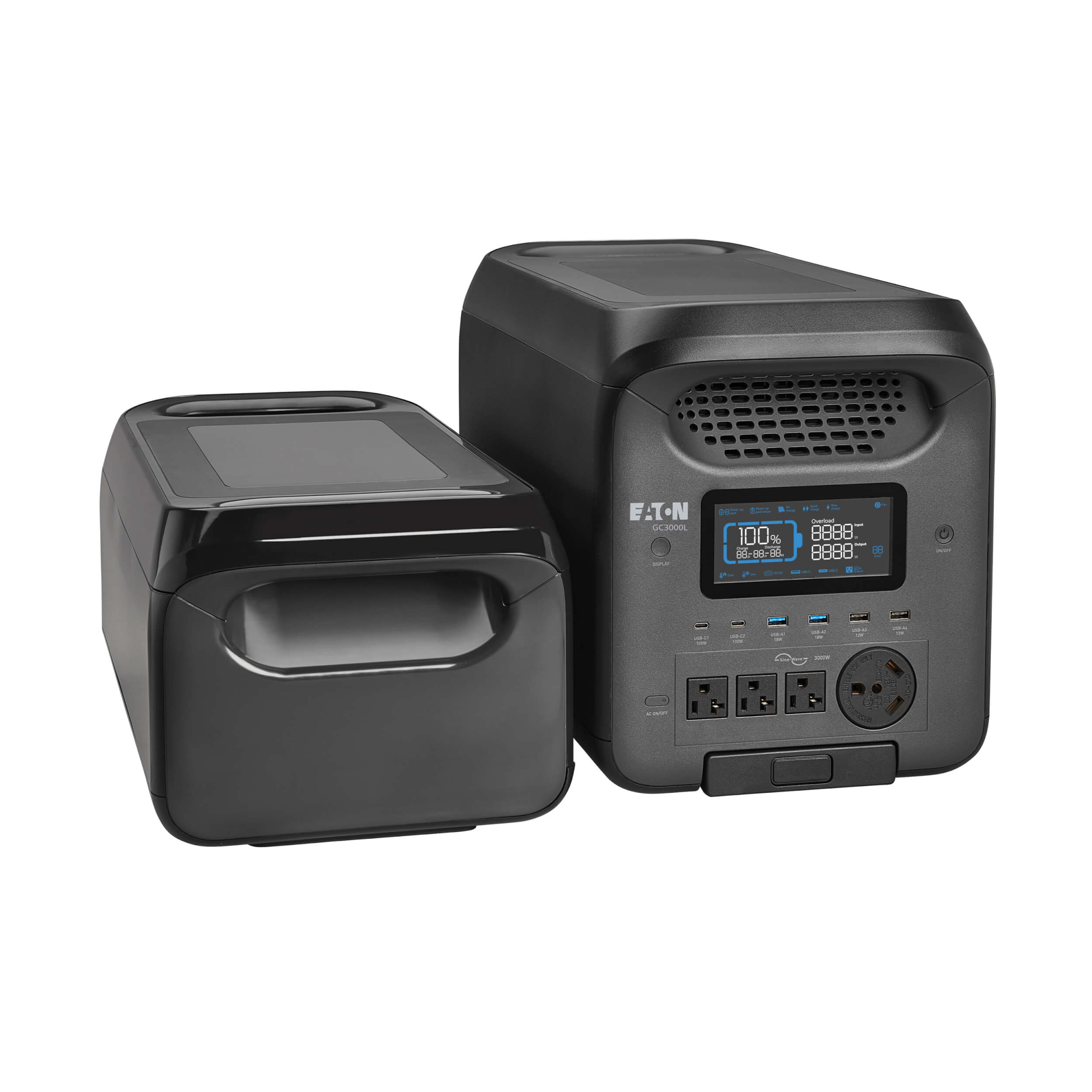 Portable Power Station, 3000W, Lithium-ion, AC, DC Outlets, USB ...