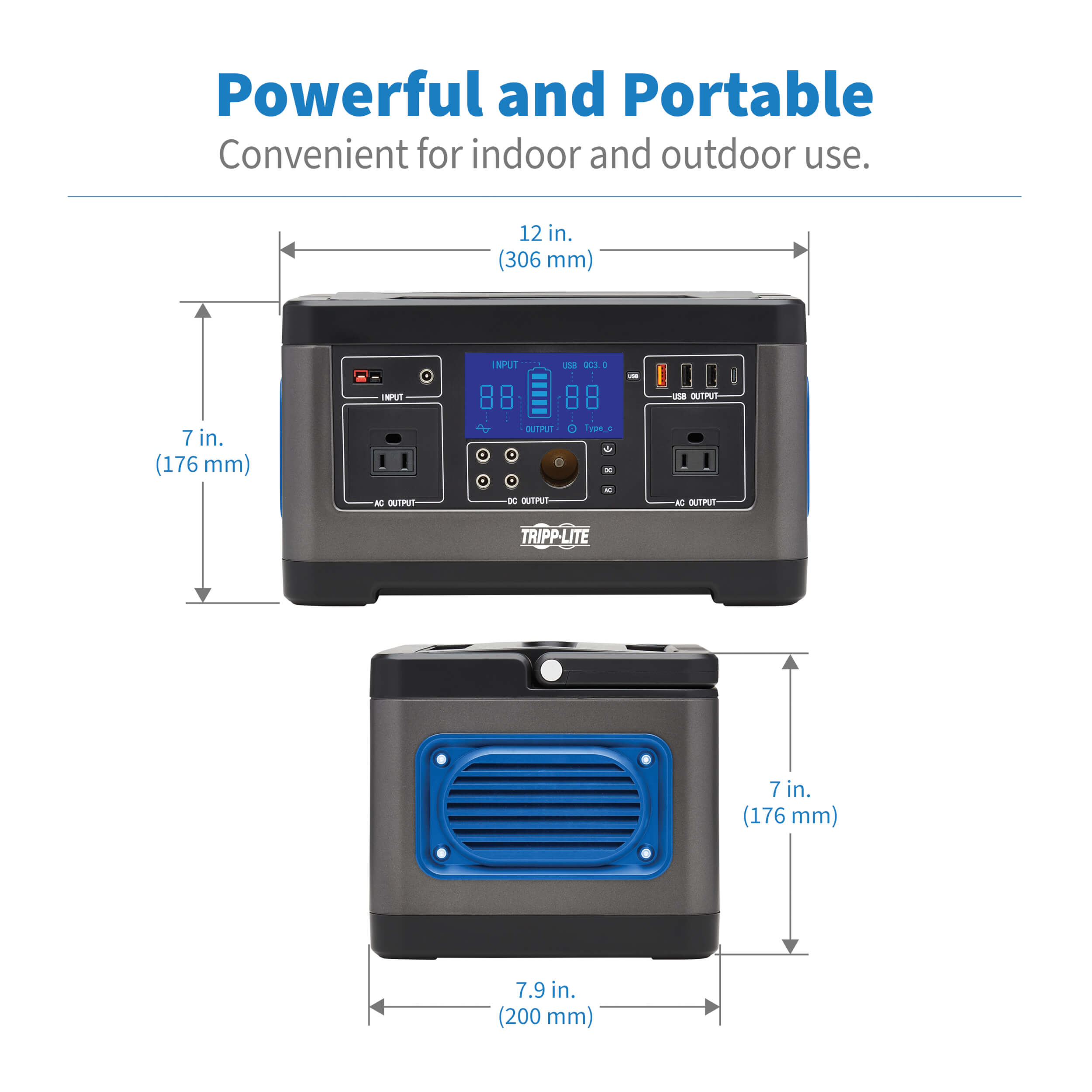 Portable Power Station, 500W, Lithium-Ion, AC, DC Outlets, USB Charging ...