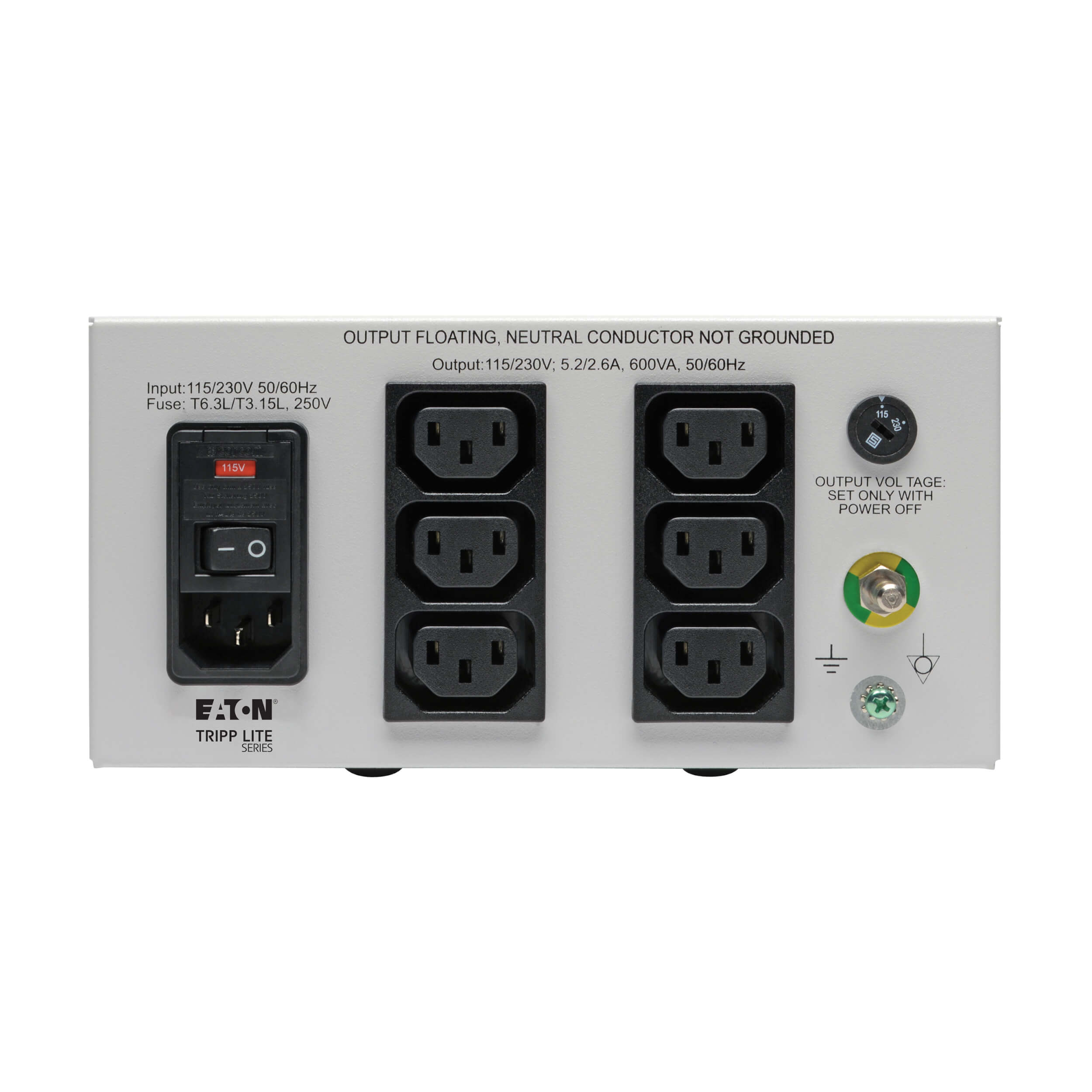 Hospital-Grade Isolation Transformer, 600W, 6 Outlet, C14/C13 | Eaton