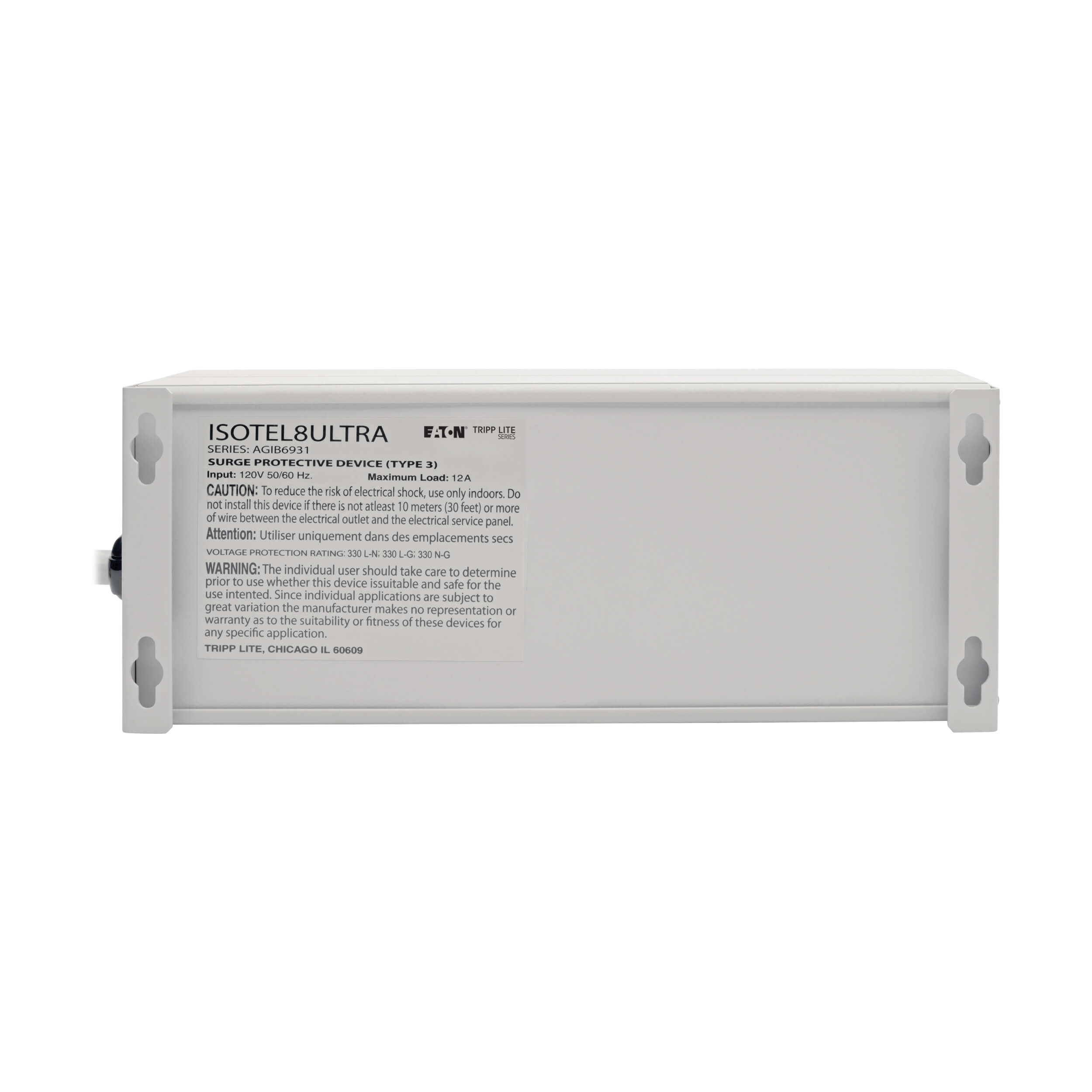 Isobar Surge Protector, 8 Outlet, 3840 Joules, LEDs, Metal | Eaton