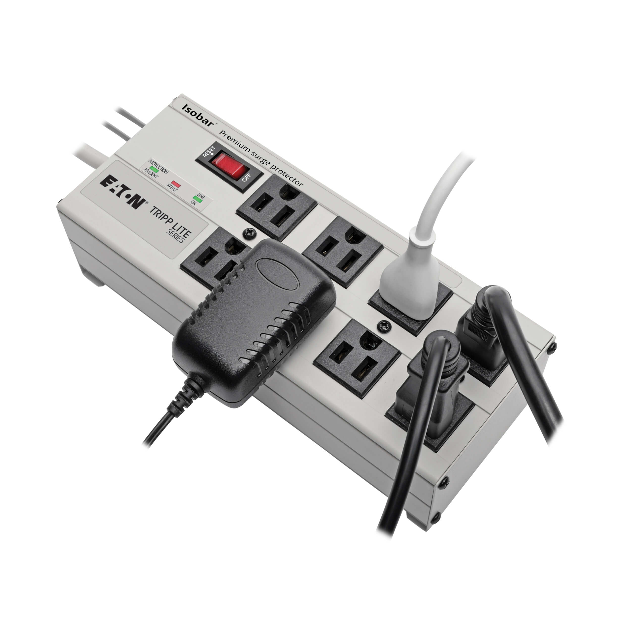 Isobar Surge Protector, 8 Outlet, 3840 Joules, LEDs, Metal | Eaton