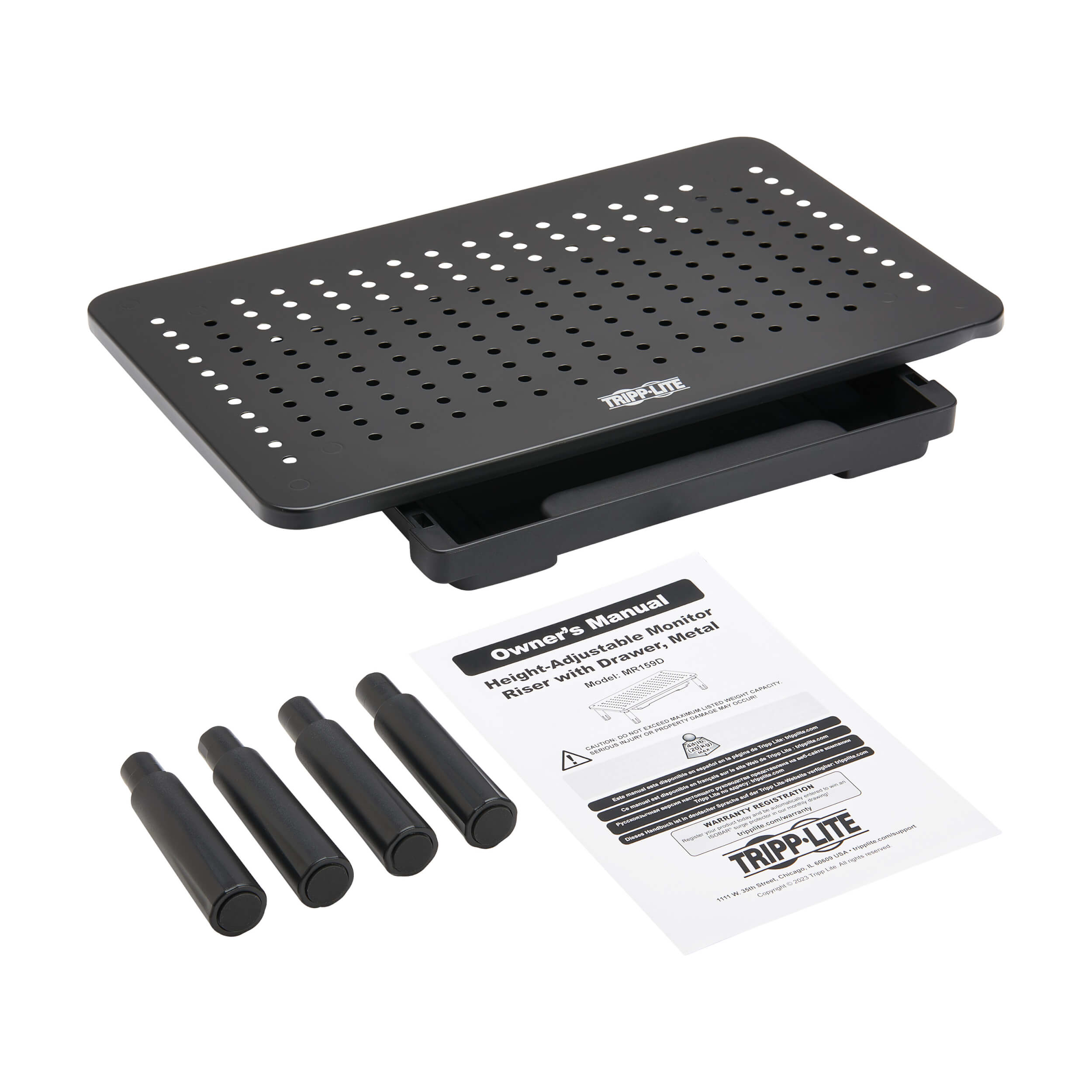 Monitor Riser for Desk, 15 x 9 in., Storage Drawer, Black | Eaton