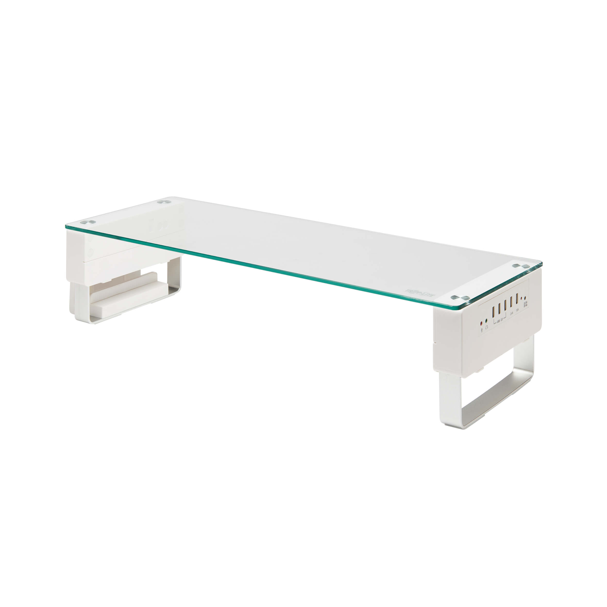 Desk Monitor Riser, Glass Surface, USB, Audio Ports | Eaton