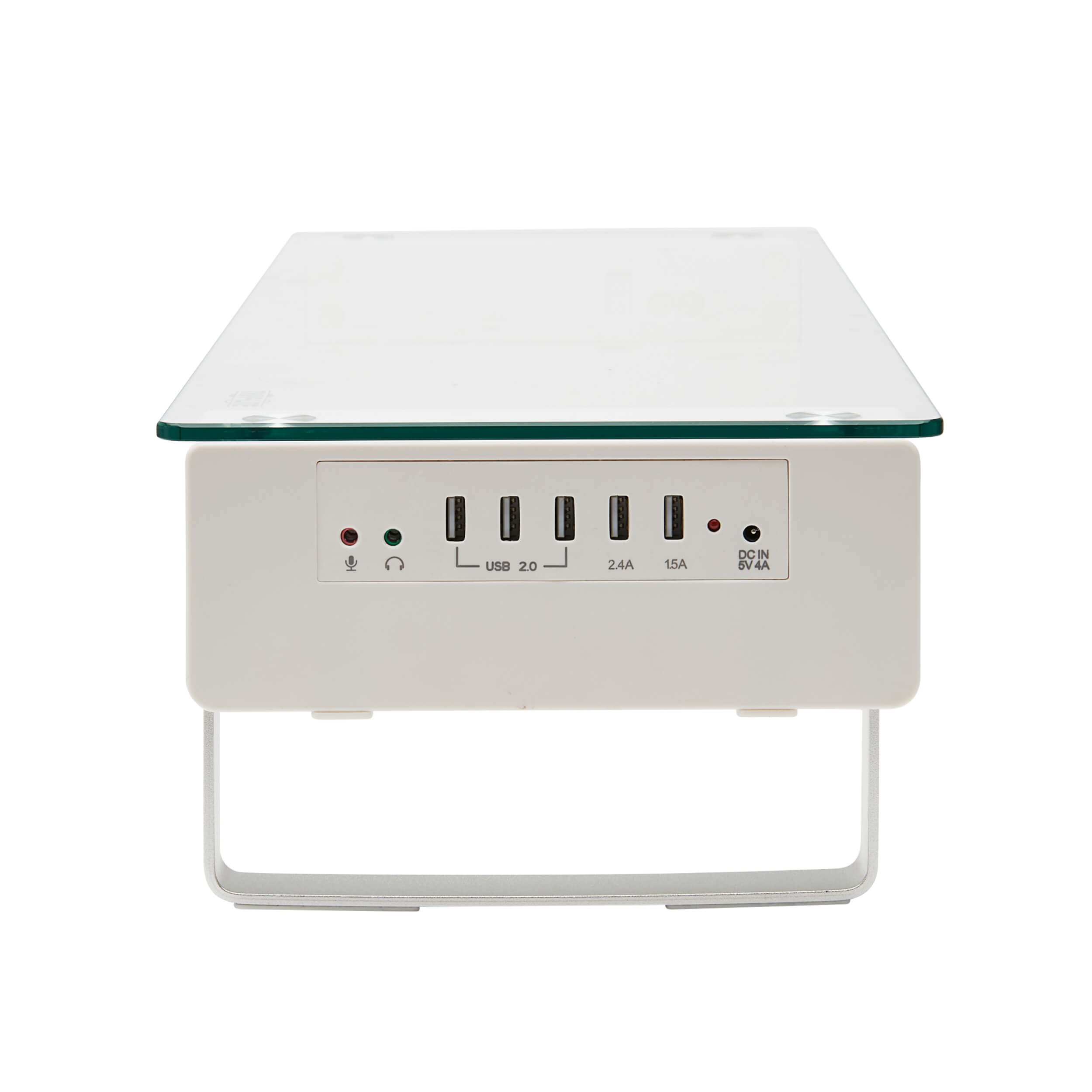 Desk Monitor Riser, Glass Surface, USB, Audio Ports | Eaton