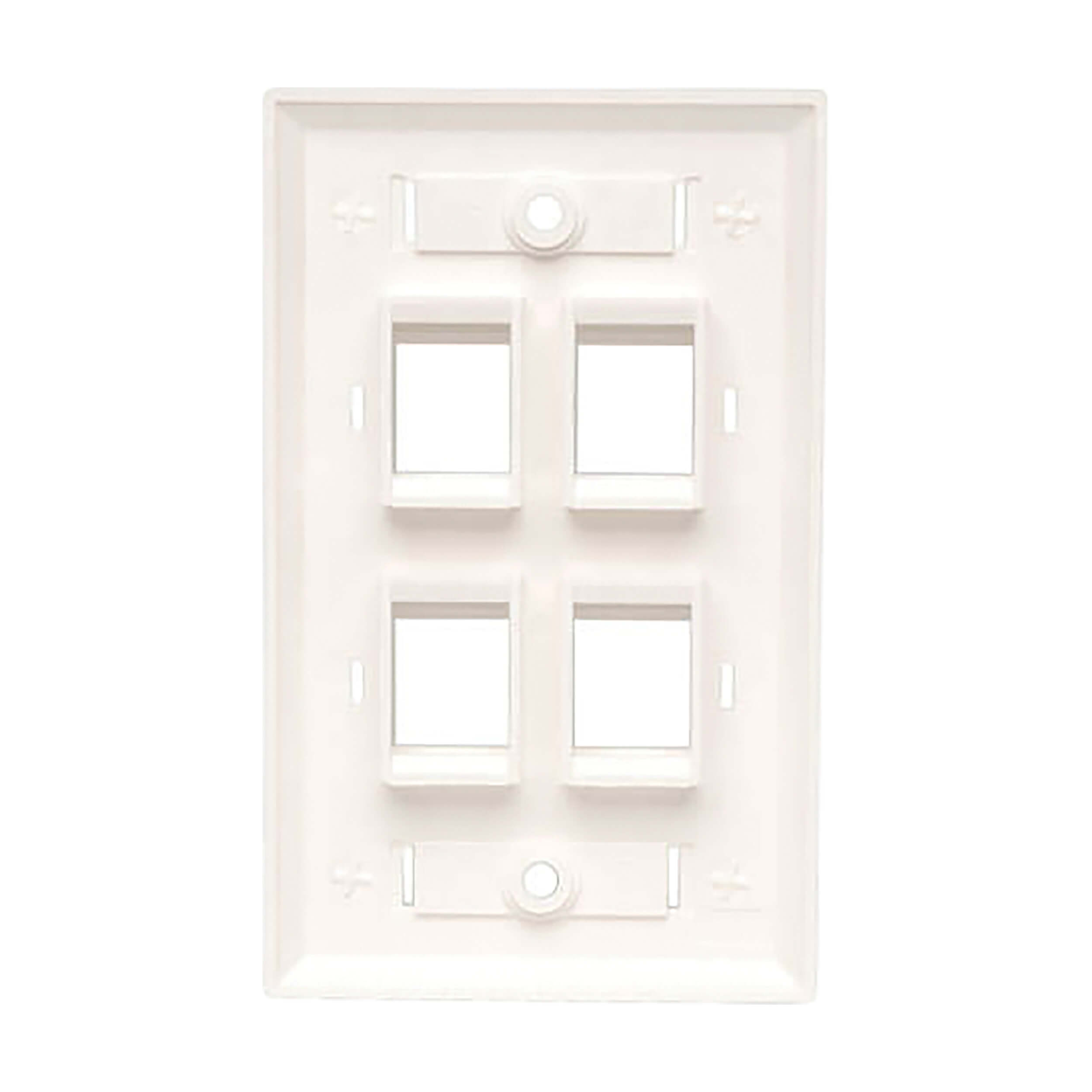 4-Port Keystone Faceplate, Single Gang, ID Labels, White | Eaton