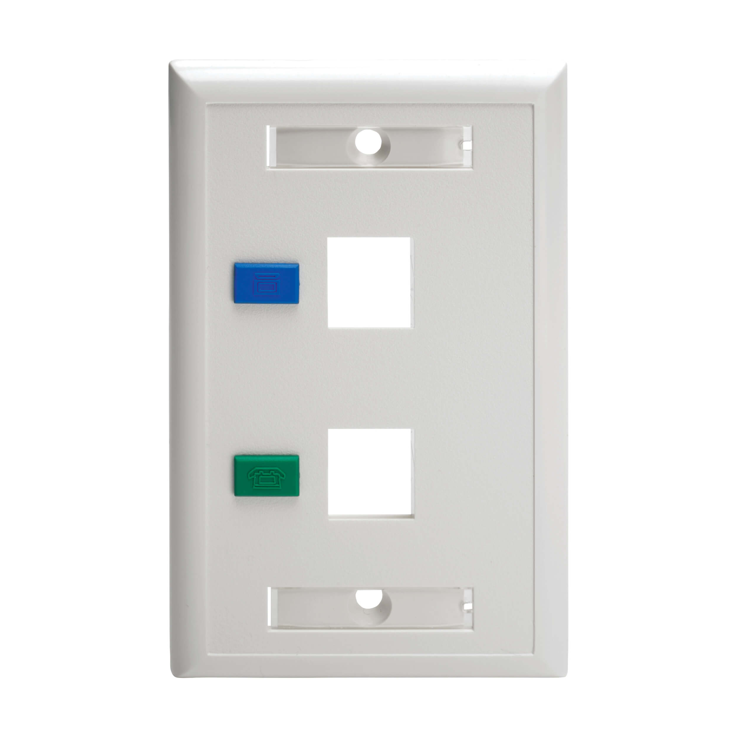 2-Port Keystone Faceplate, Single Gang, ID Labels, White | Eaton