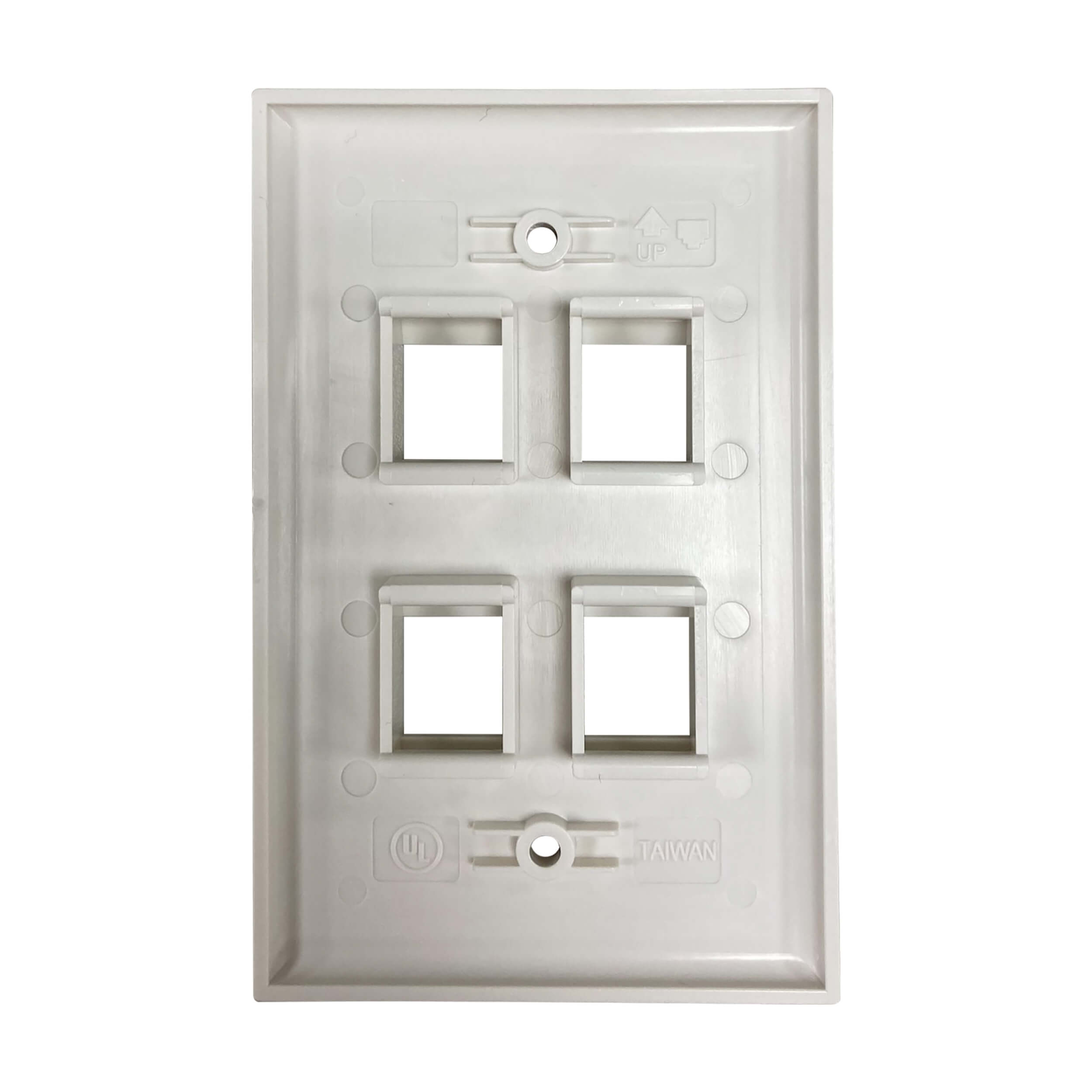 4-Port Keystone Single-Gang Faceplate, Antibacterial, Ivory, Gloss | Eaton