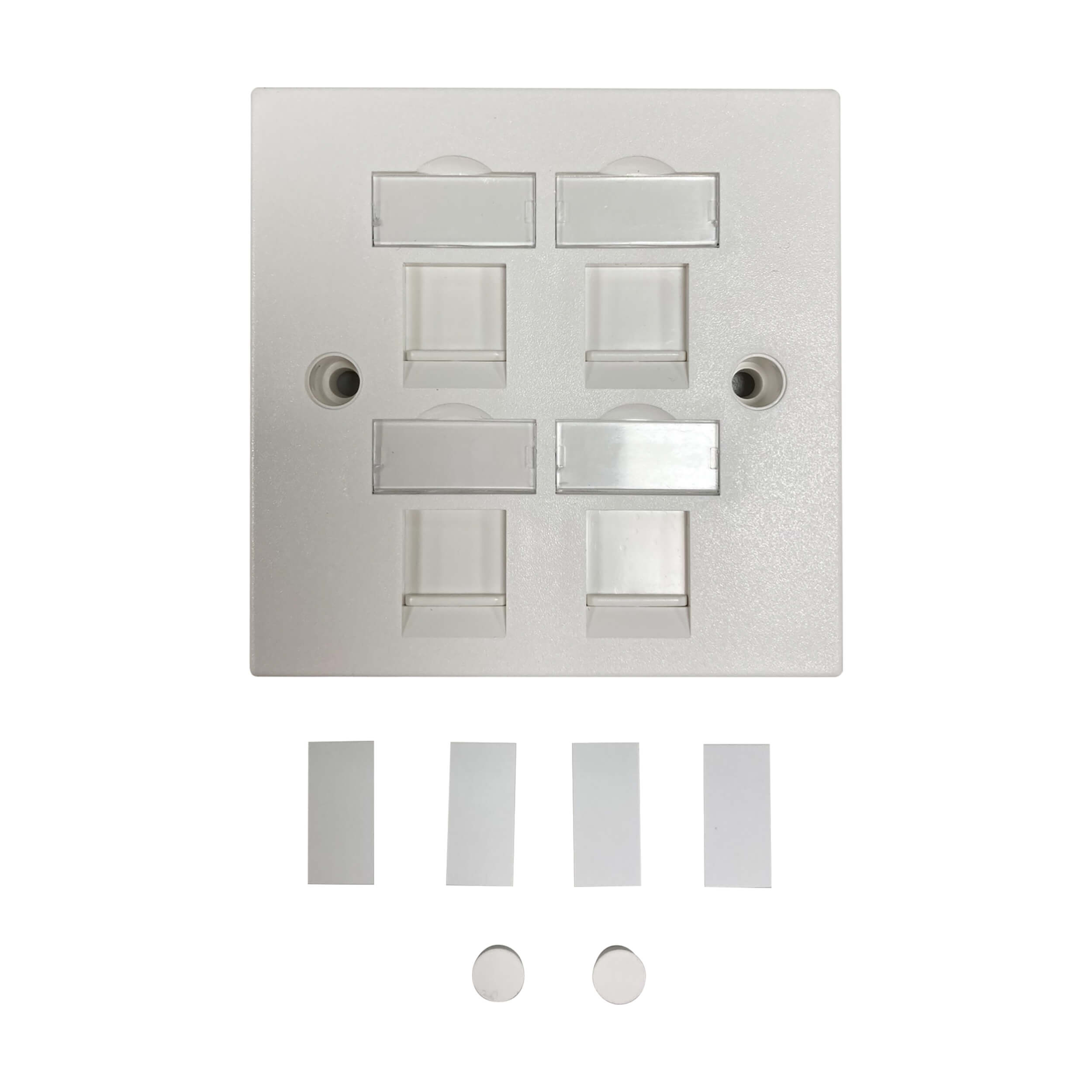 4-Port UK-Style Keystone Wall Plate with Unloaded Shuttered Module ...
