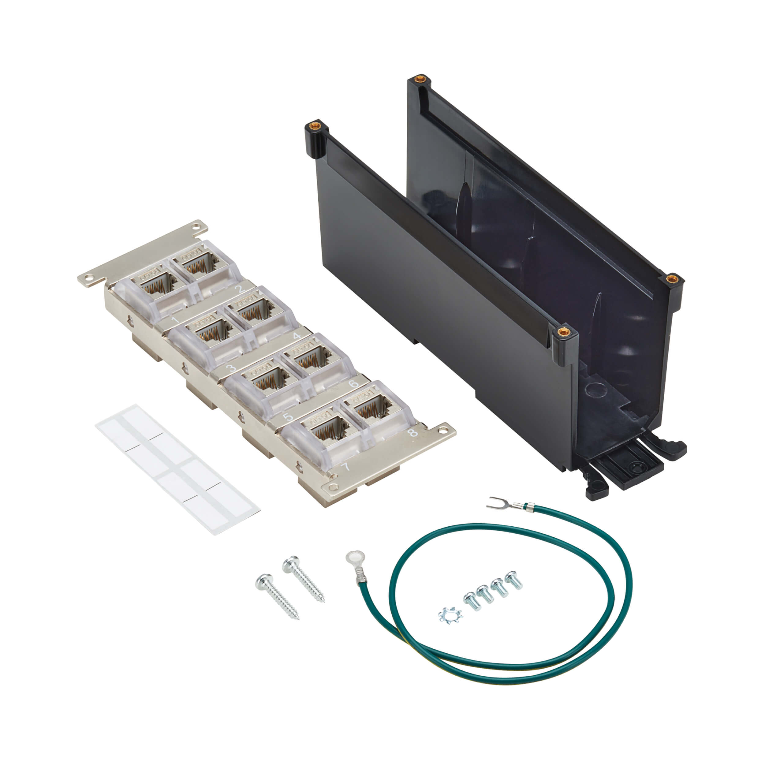 8-Port Shielded DIN-Rail Mounting Keystone Patch Panel, Metal | Eaton
