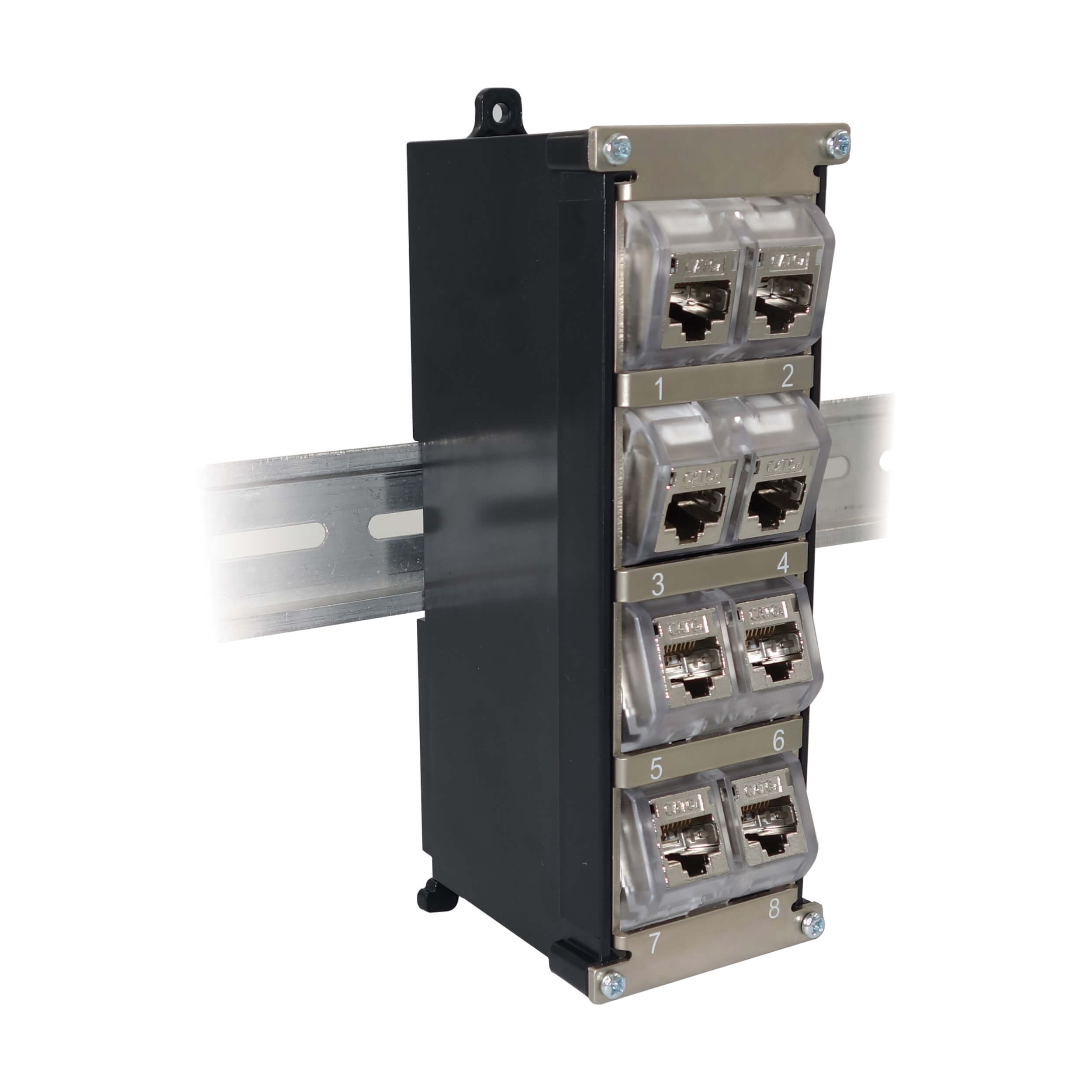 8-Port DIN-Rail Mounting Keystone Patch Panel, Grounding, Metal | Eaton