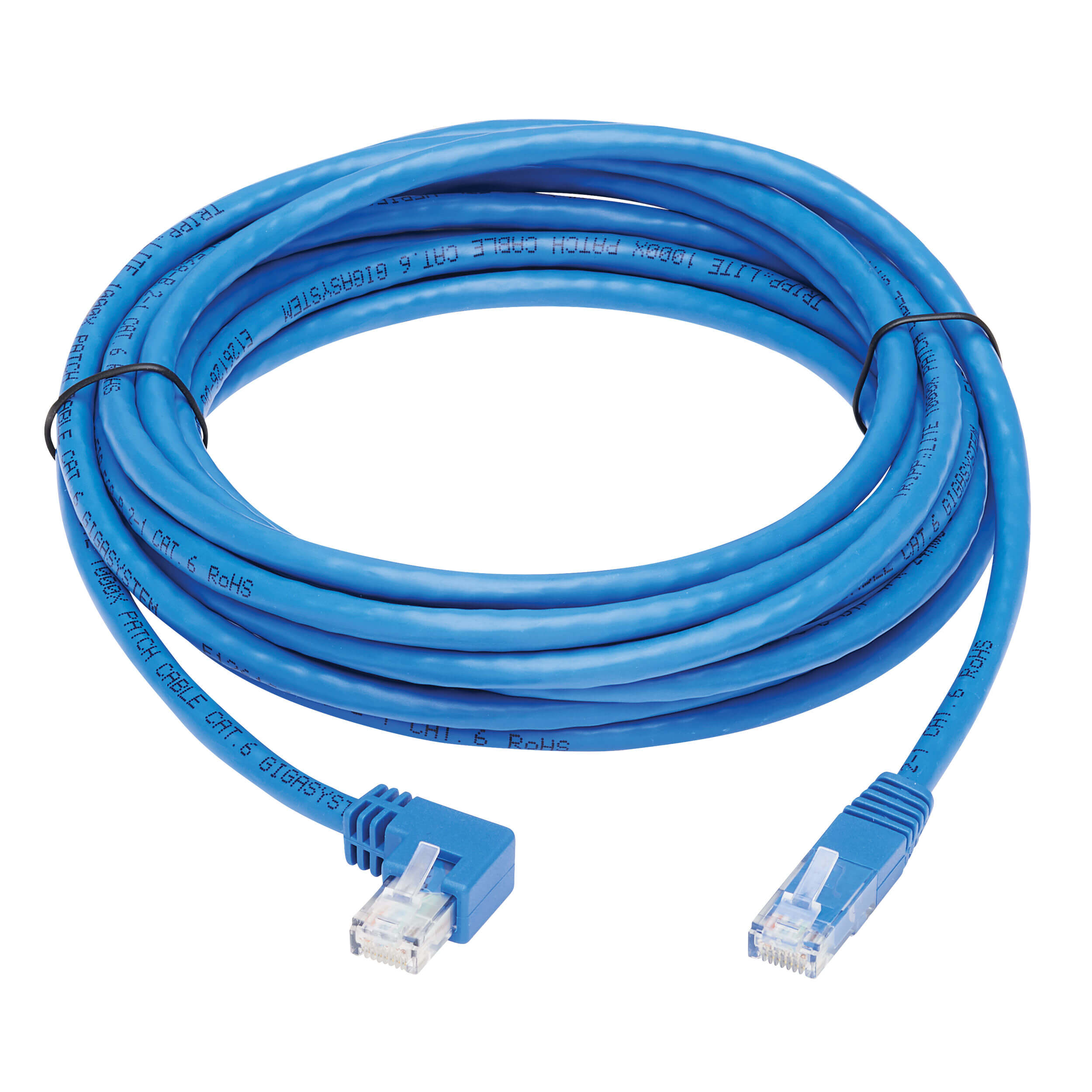 Cat6 Gigabit Ethernet Cable - Left-Angle RJ45 M/M, Molded UTP, 15 ft ...