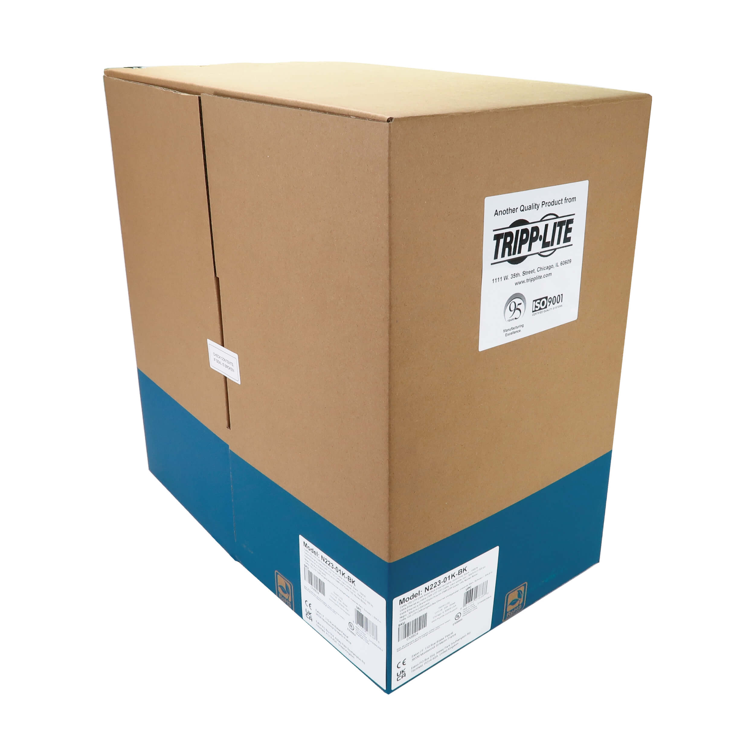 Cat6a 10G Bulk Solid-Core PVC CMR Cable, Black, 1000-ft | Eaton