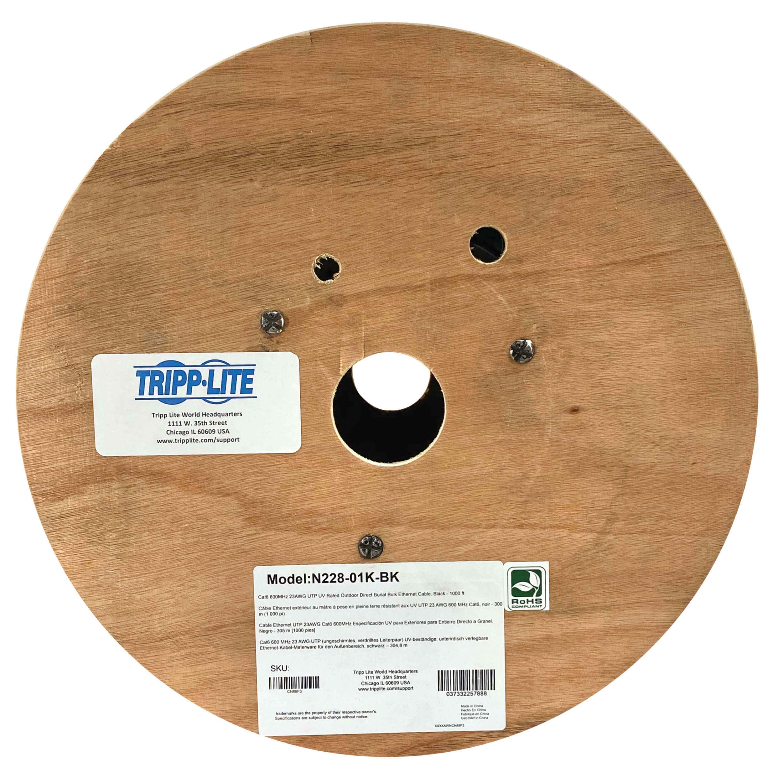 Cat6 Bulk Ethernet Cable, Outdoor-Rated UTP, 600 MHz Solid-Core, Black ...