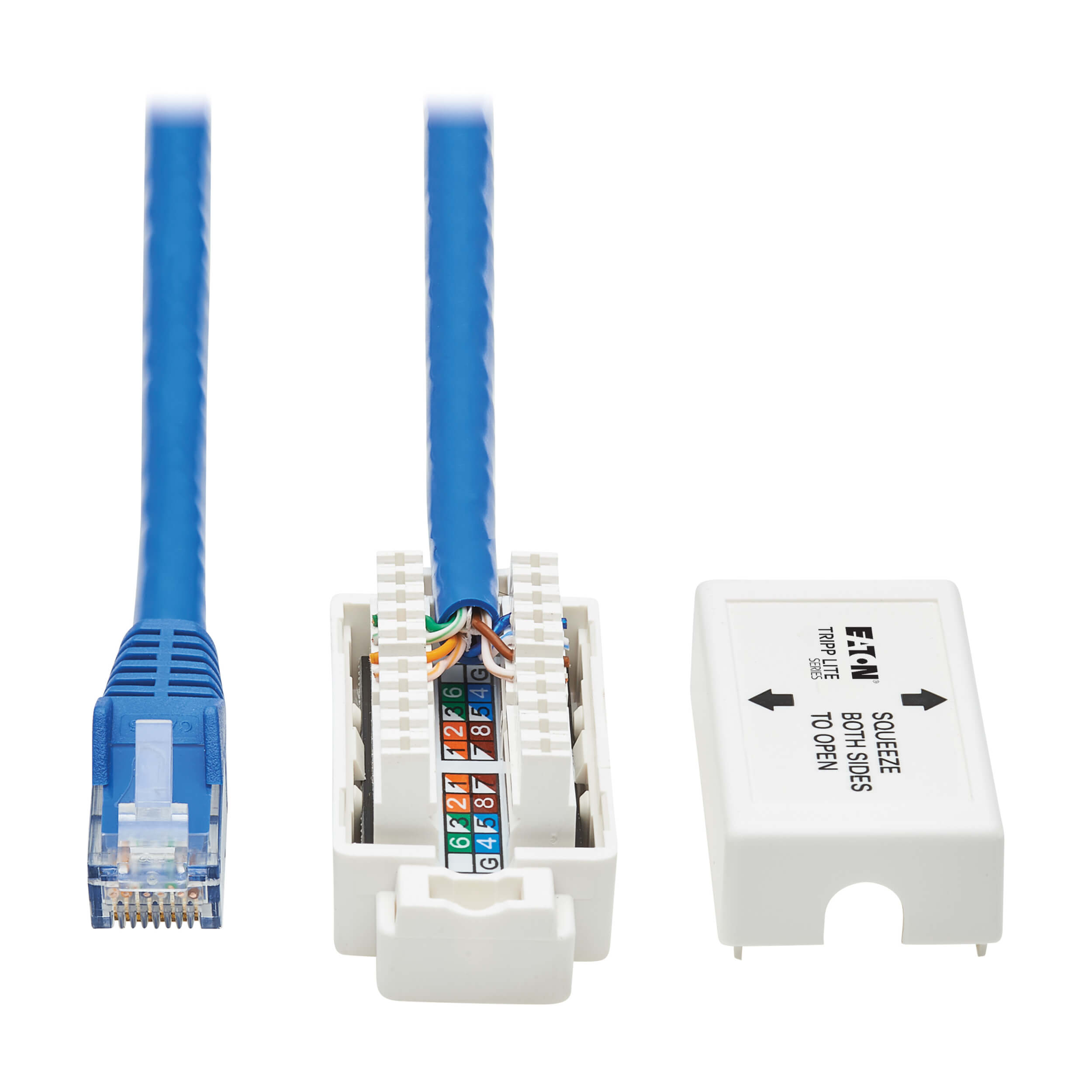 Keystone Jack Cable Assembly with 18" Cat6a Cable, Shielded, PoE+ | Eaton