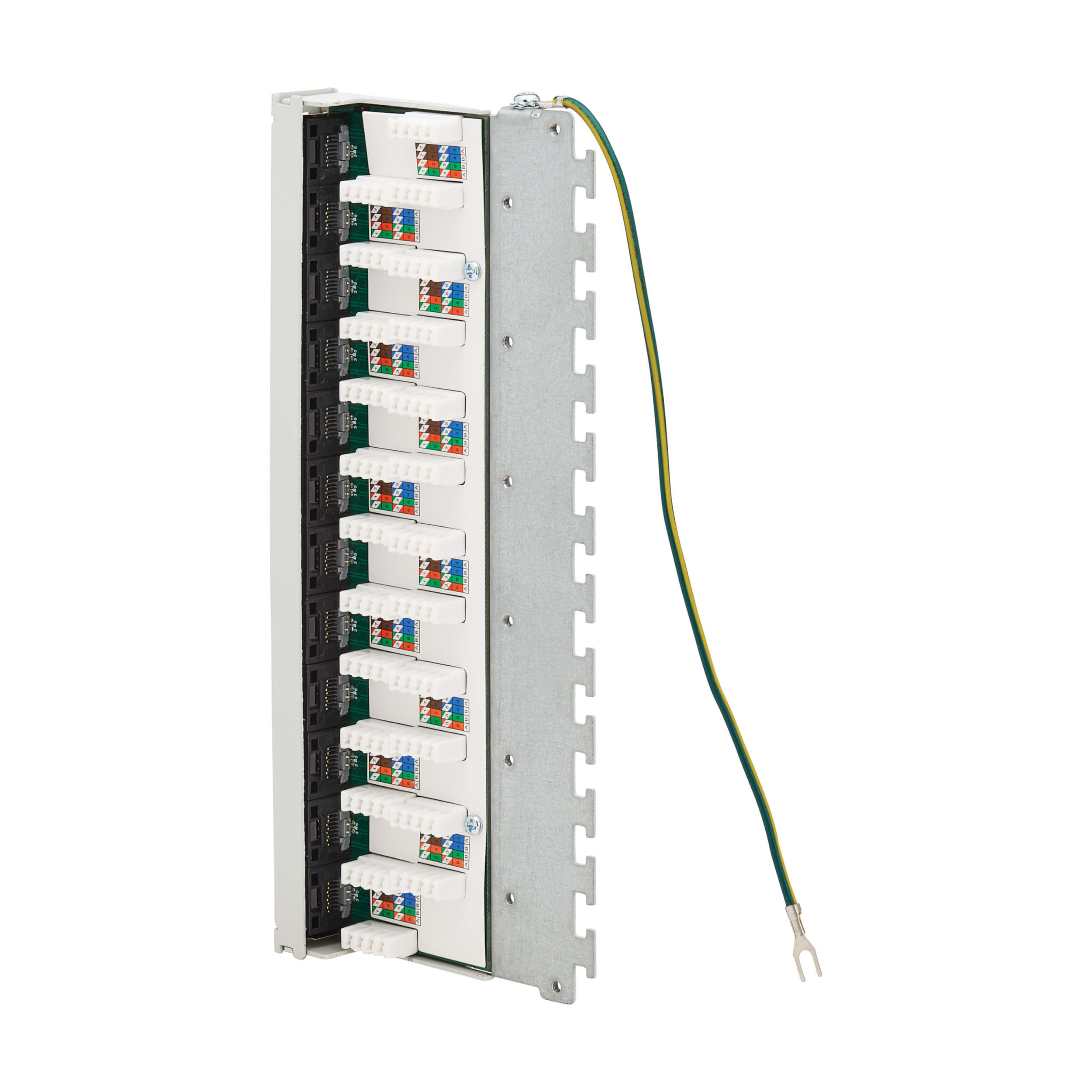 12-Port Cat6a Patch Panel, DIN Mount, Wall-Mount, 110/Krone | Eaton