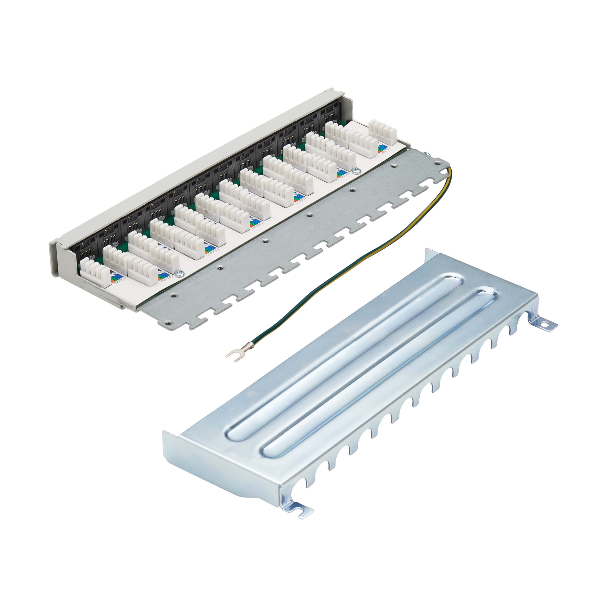 12-Port Cat6a Patch Panel, DIN Mount, Wall-Mount, 110/Krone | Eaton