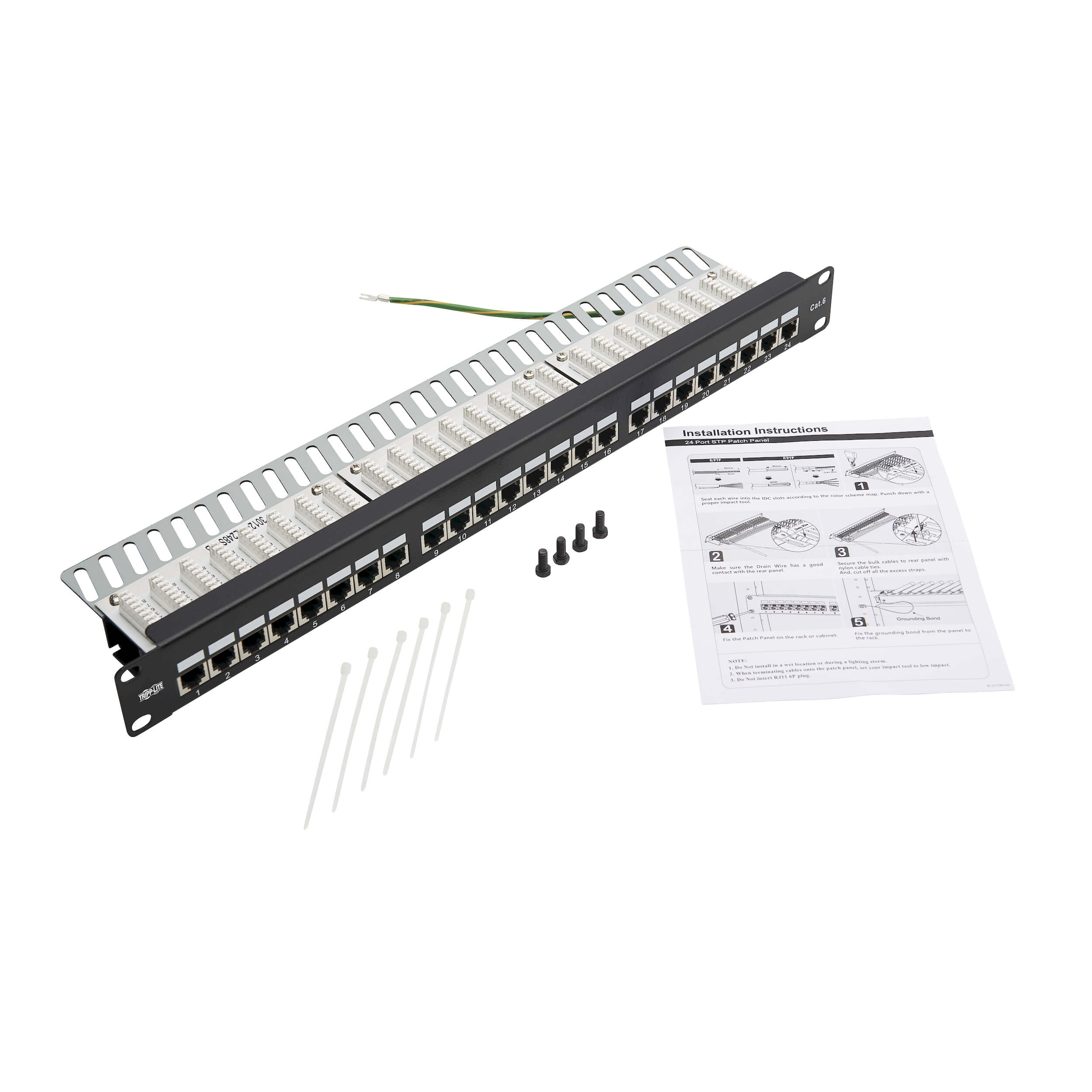 Cat5e Cat6 24-Port Patch Panel, Shielded, RJ45, Rack-Mount | Eaton