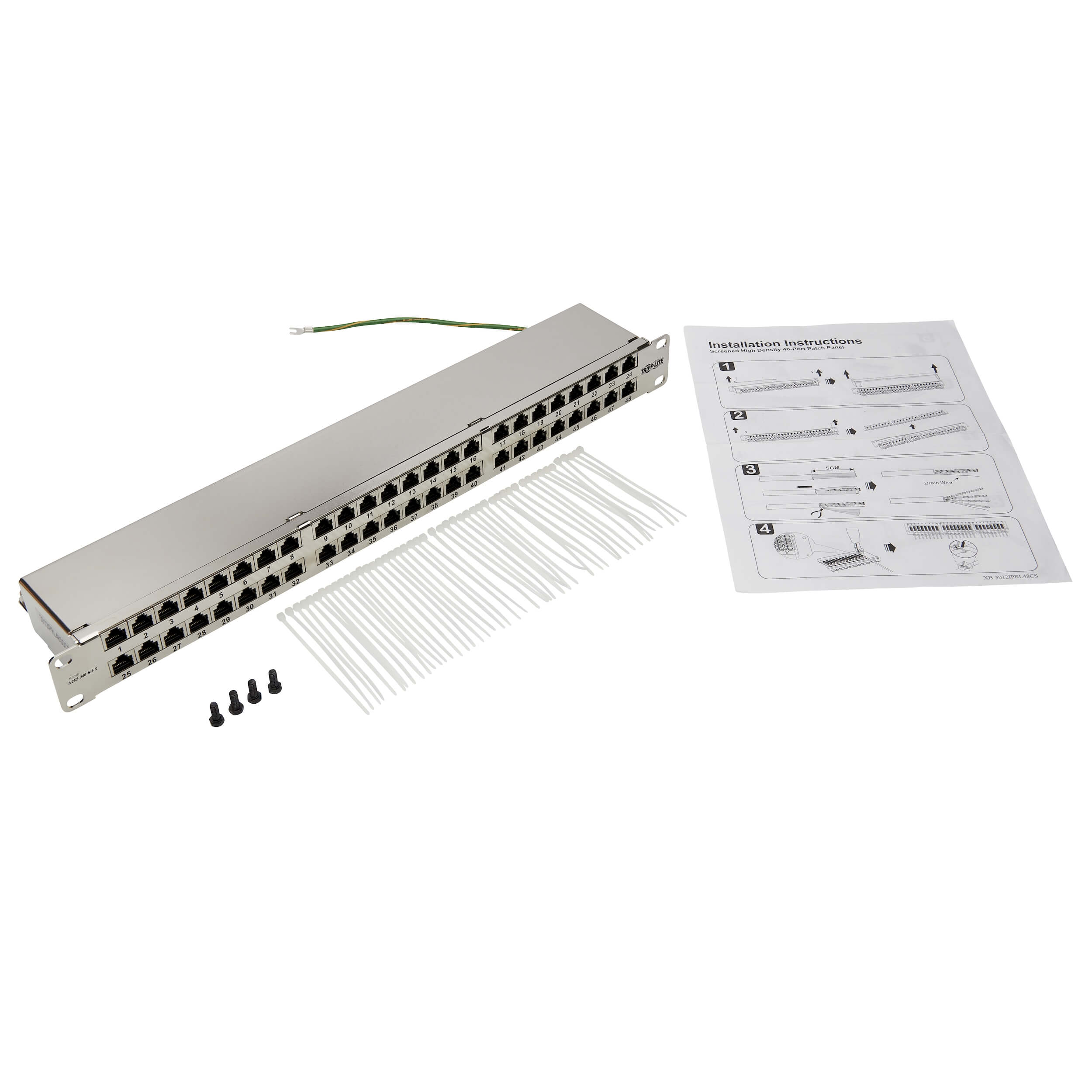 Cat5e Cat6 48-Port Patch Panel, Shielded, RJ45, Rack-Mount | Eaton